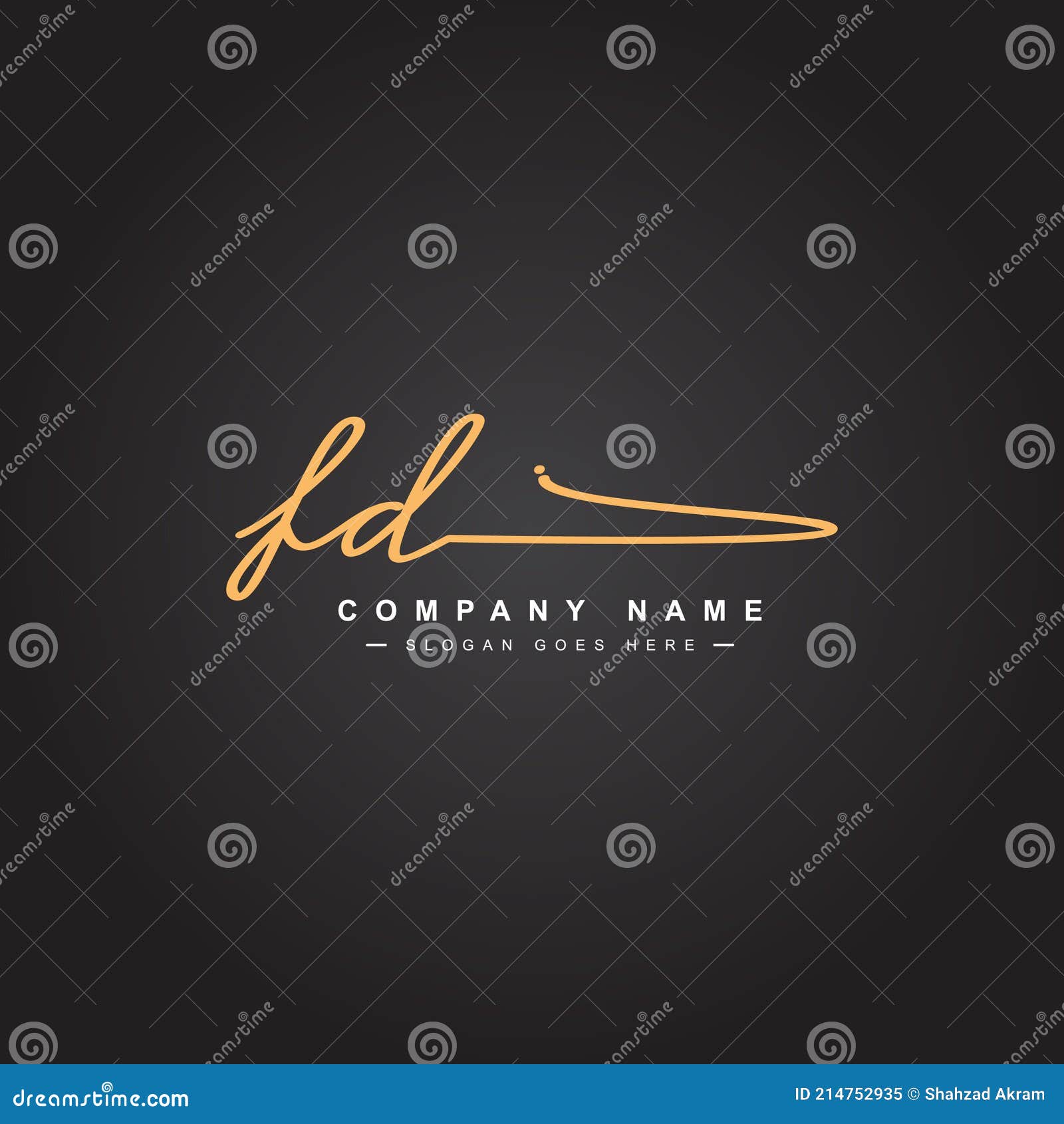Initial Letter FD Logo - Handwritten Signature Style Logo Stock Vector ...