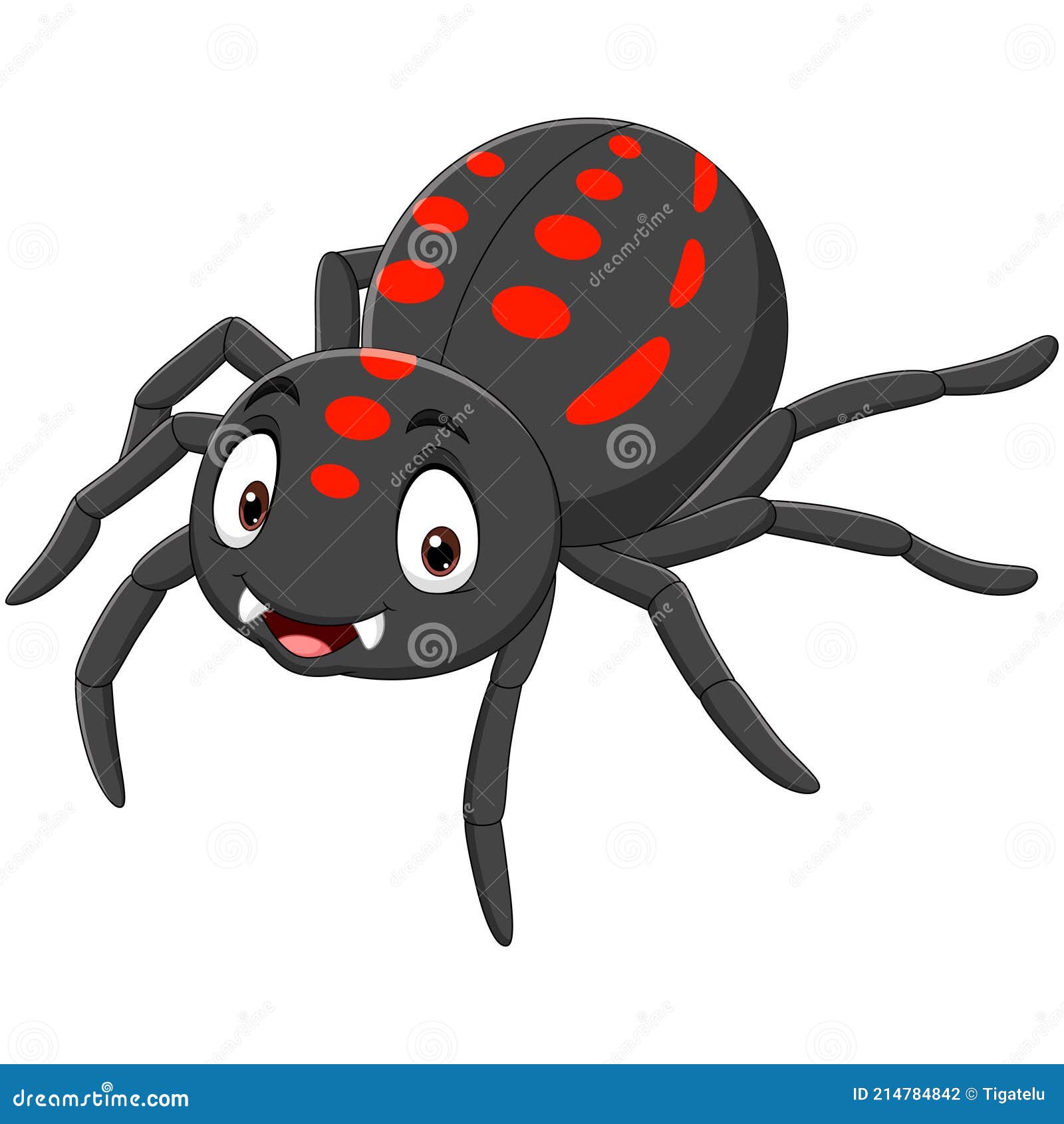 Cartoon Funny Spider on White Background Stock Vector - Illustration of ...