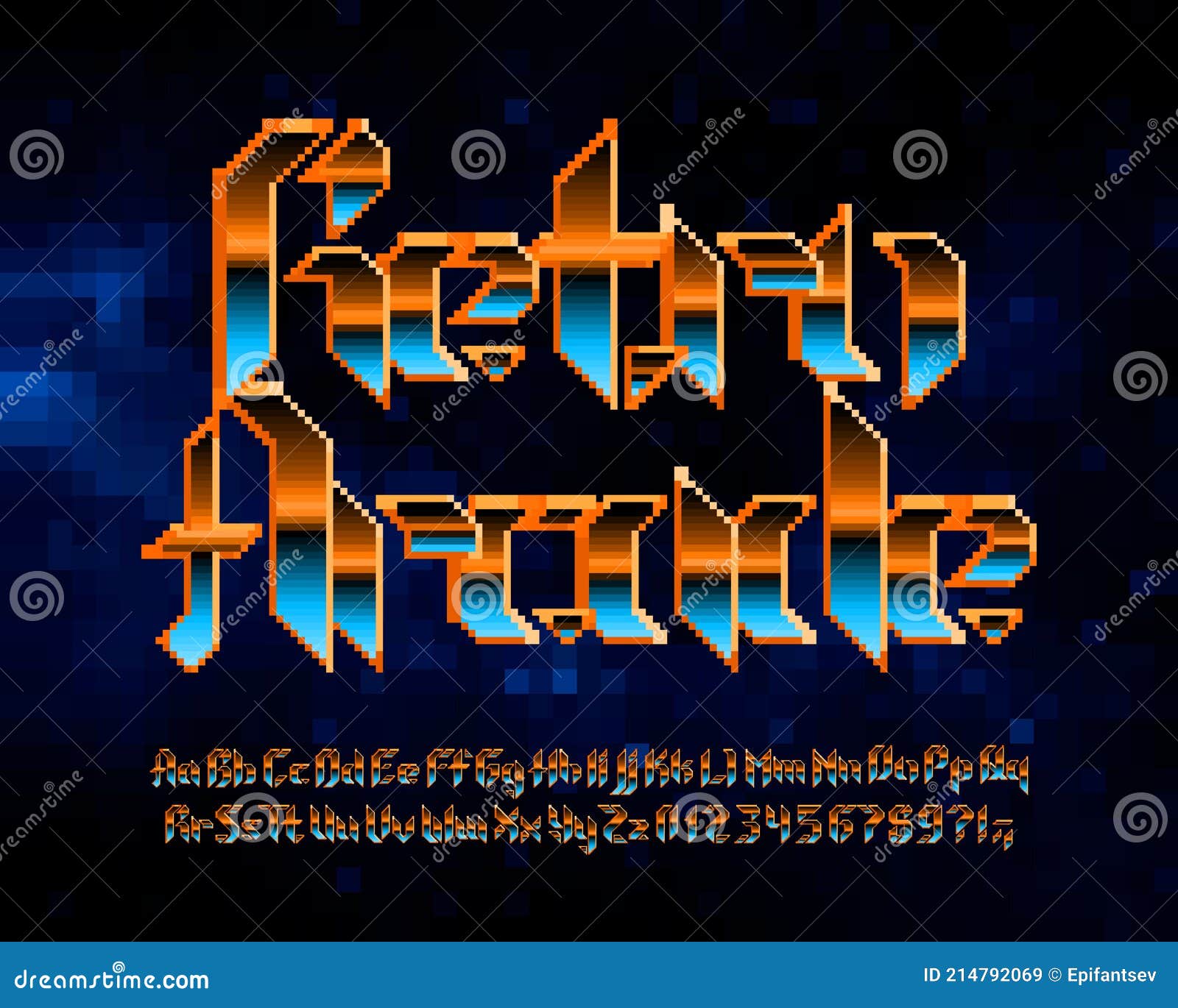 Retro Arcade Alphabet Font. Pixel Letters, Numbers and Punctuations in ...
