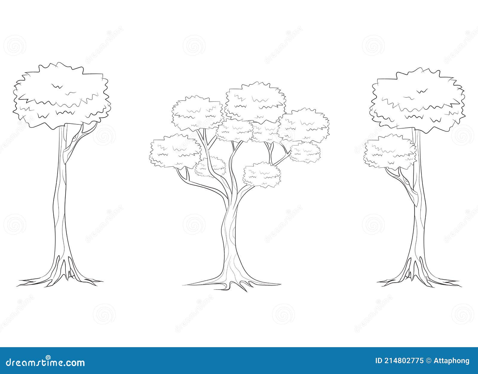 Set of Trees Outline on a White Background Stock Vector - Illustration ...