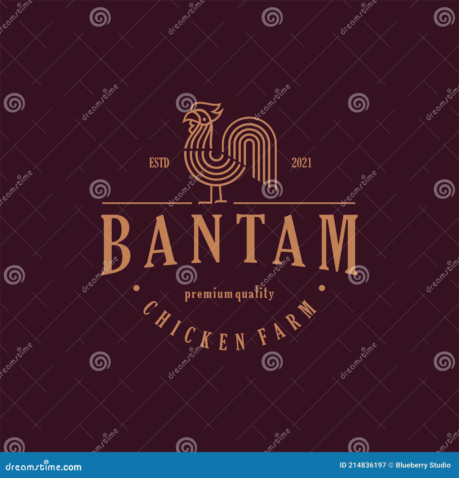 Bantam Chicken Logo Vintage Retro Design Vector Silhouette. Line Art ...