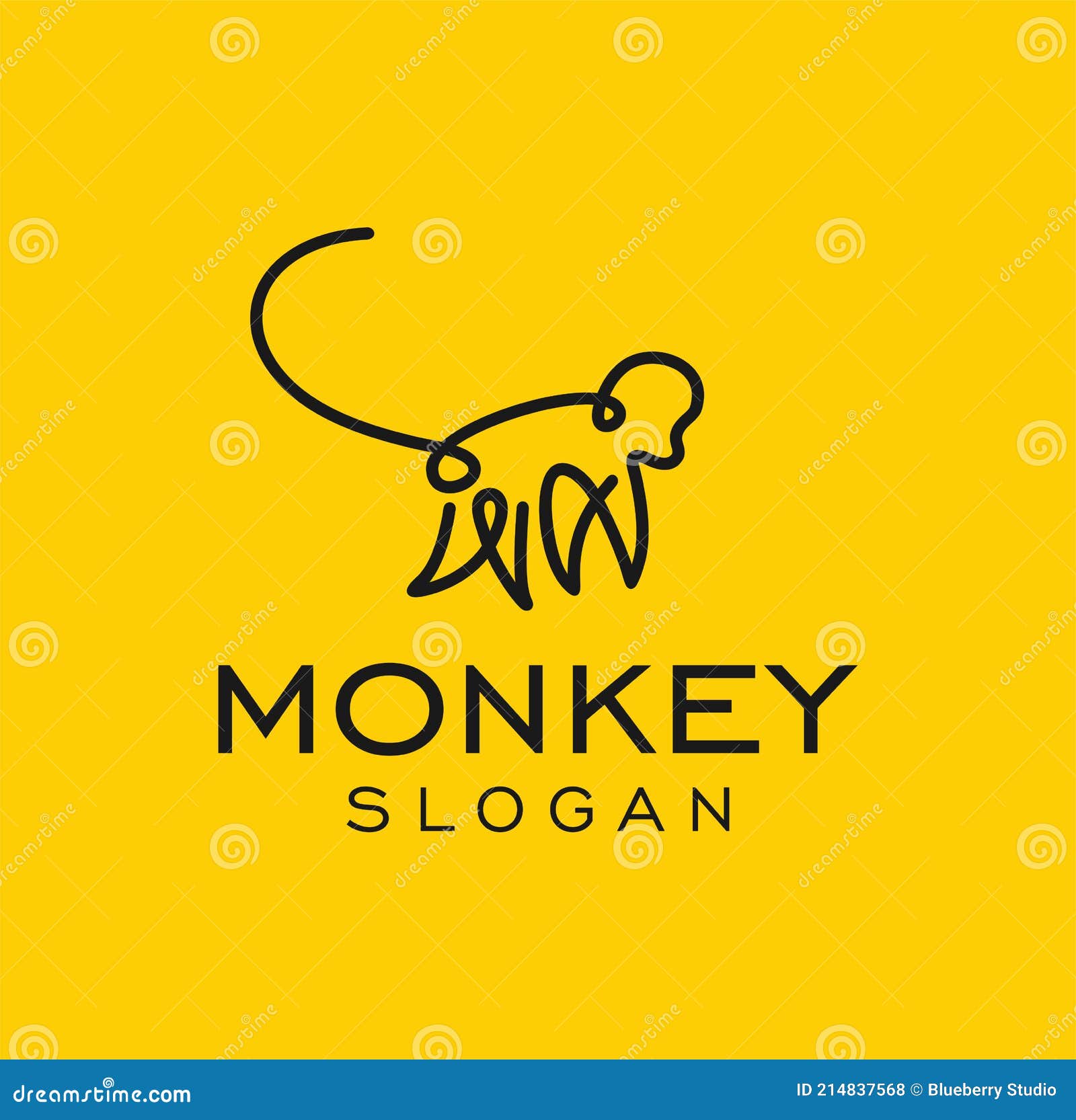 Line Style Logotype Template with a Chimpanzee Monkey Logo Vector ...