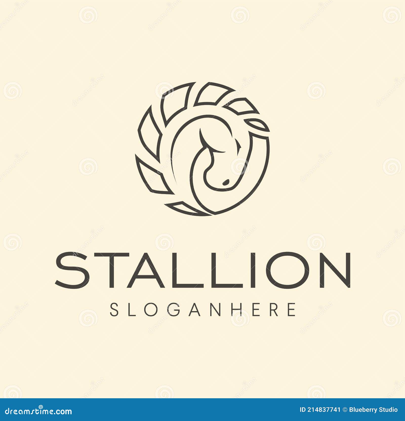 Stallion Logo Template. Abstract Horse Silhouette With Fire Flame ...