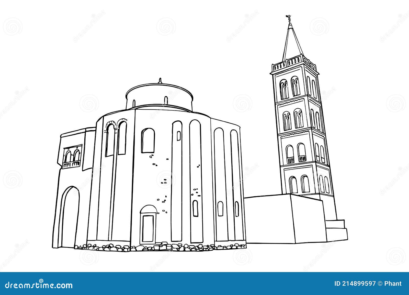 Zadar Croatia City Map In Black And White Color In Retro Style. Outline ...