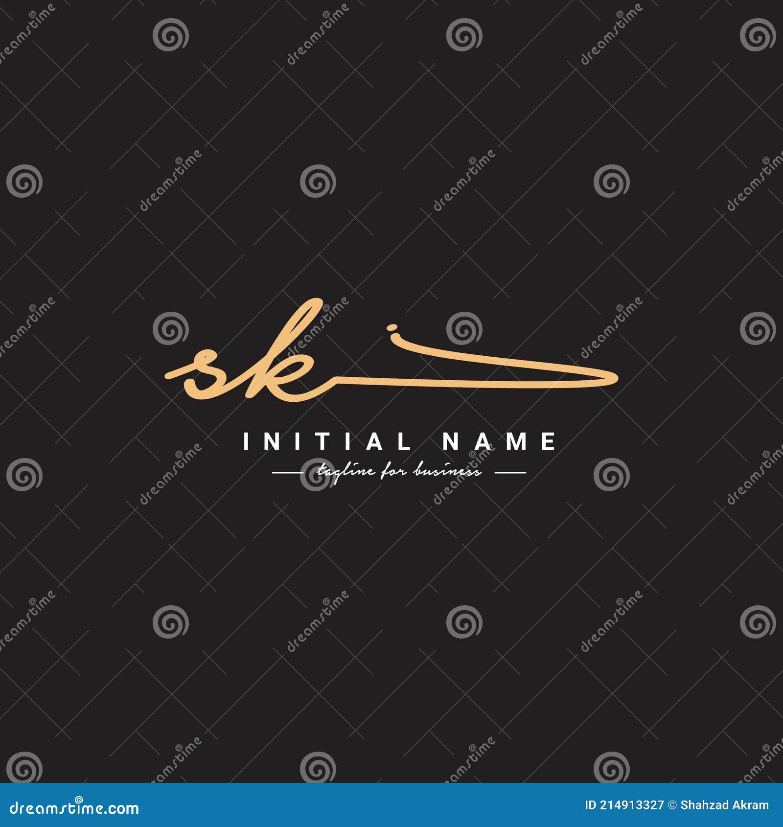 Initial Letter SK Logo - Handwritten Signature Logo Stock Vector ...