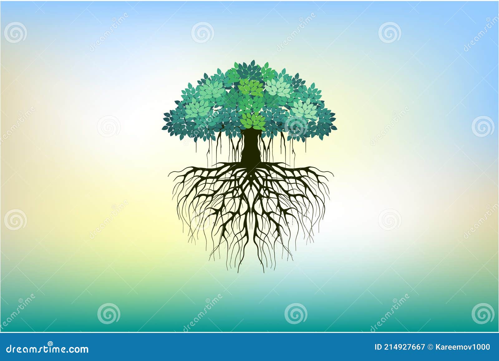 Banyan tree and root logo stock illustration. Illustration of growth ...