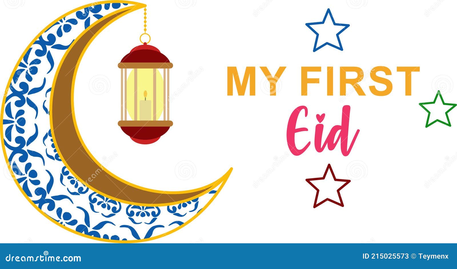 My First Eid Decorated with Lanterns and Stars Stock Vector ...
