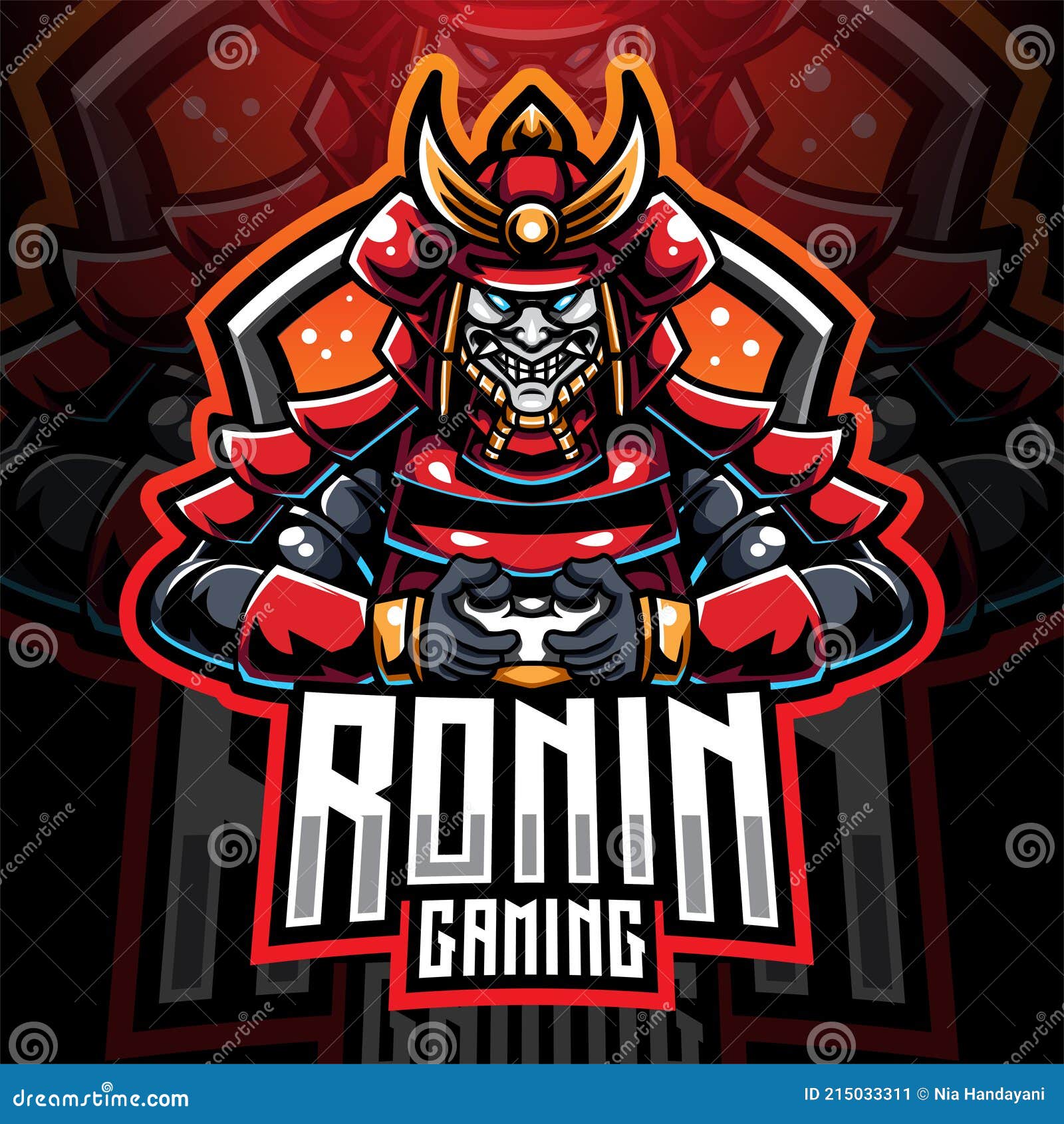 Ronin Gaming Esport Mascot Logo Design Stock Vector - Illustration of ...
