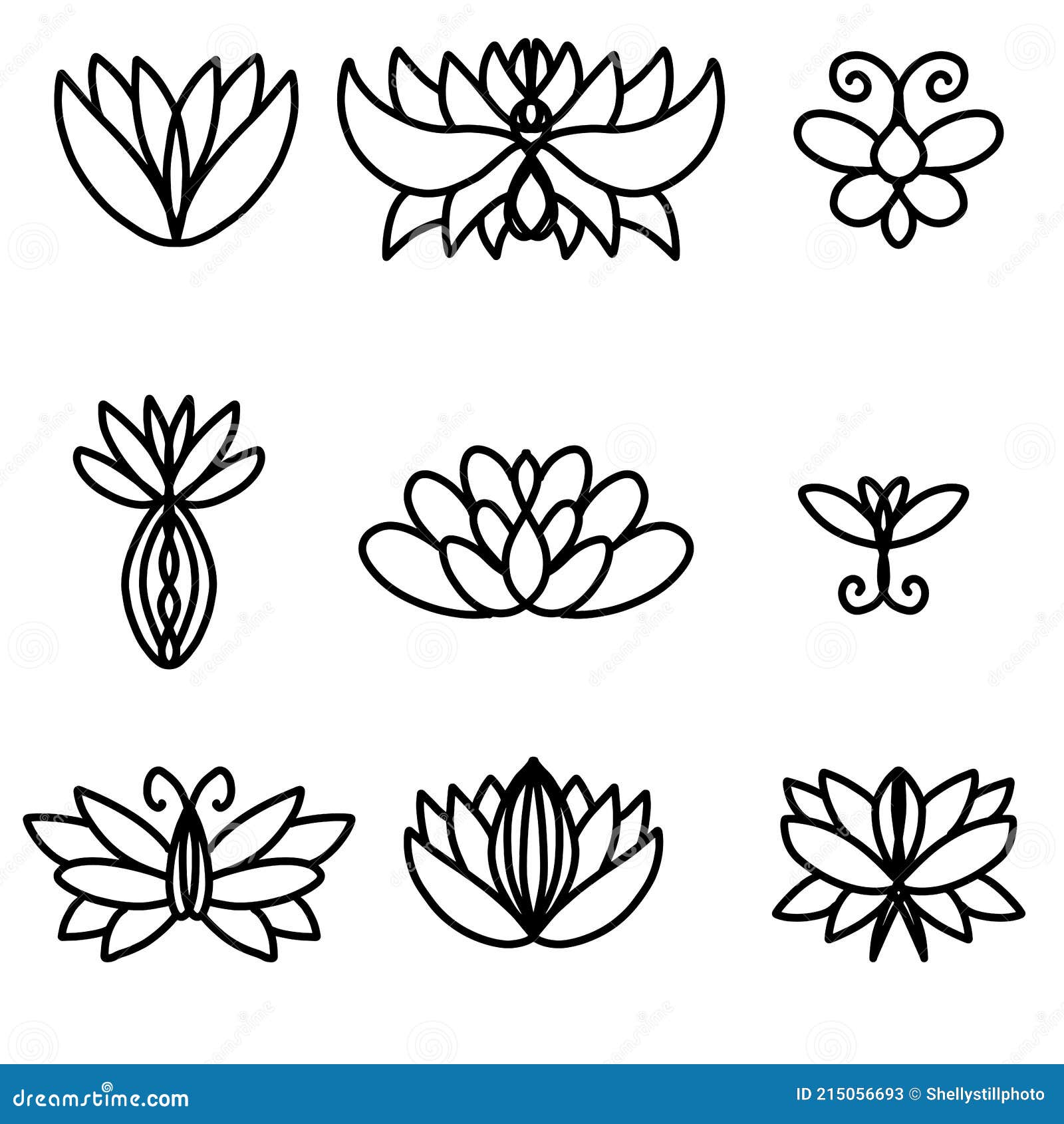 Symmetrical Floral Icon Designs for Logos Stock Vector - Illustration ...