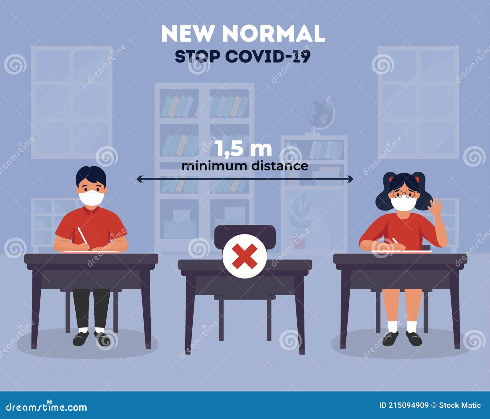 Pupils Wearing Face Mask and Maintaing Safe Distance in the Classroom ...