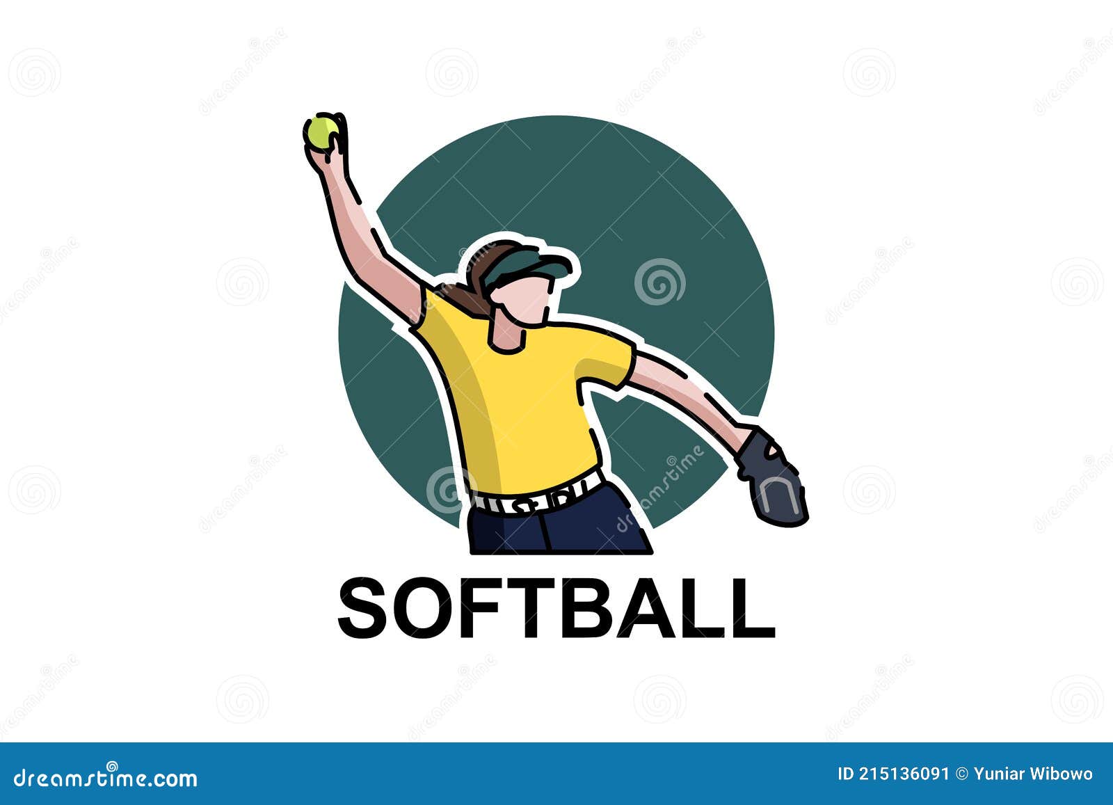 Softball Player Vector Line Icon. Pitcher and Ball Logo, Equipment Sign ...