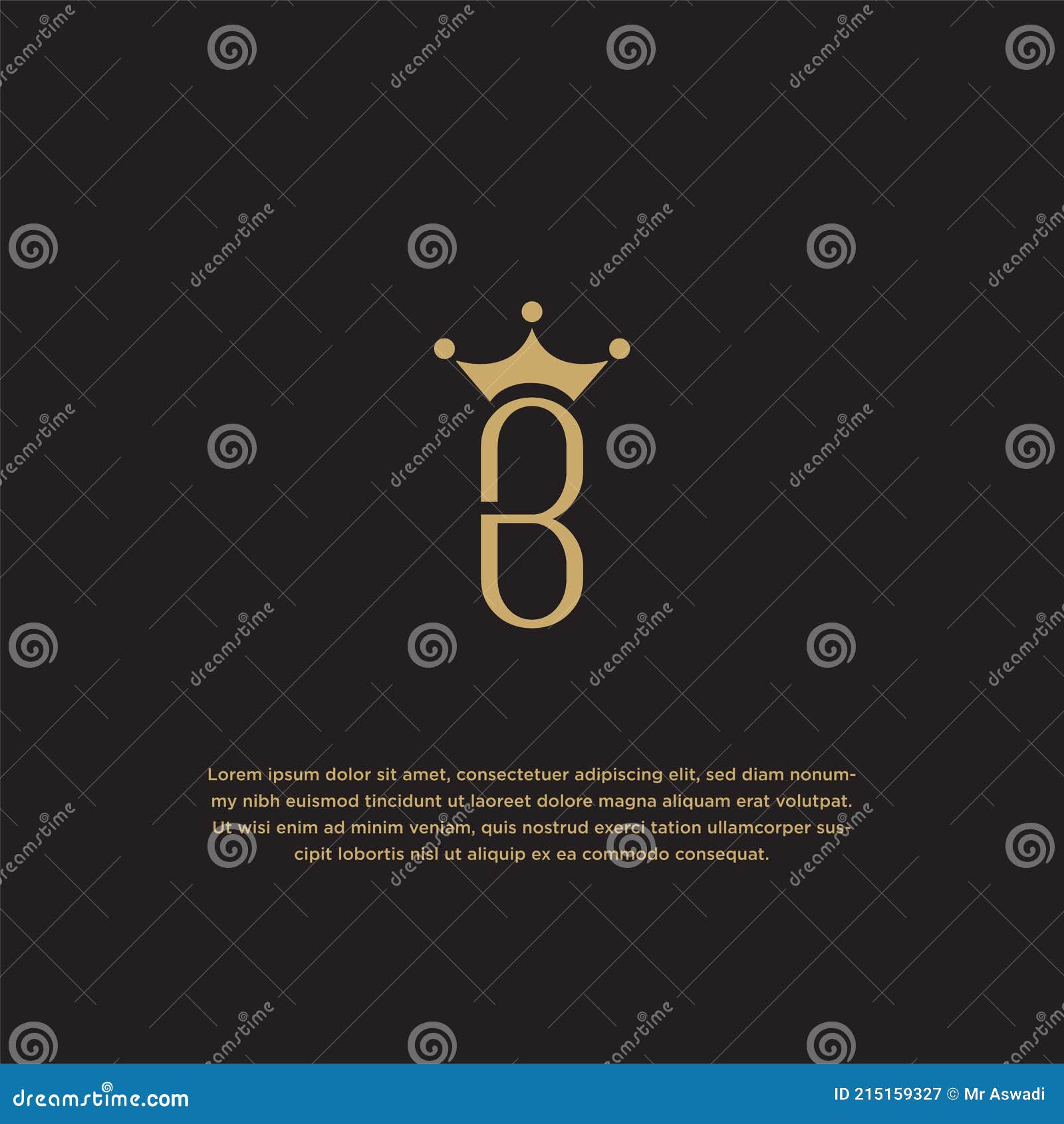 Luxurious Letter B with Crown Initial Gold Logo Design Template ...