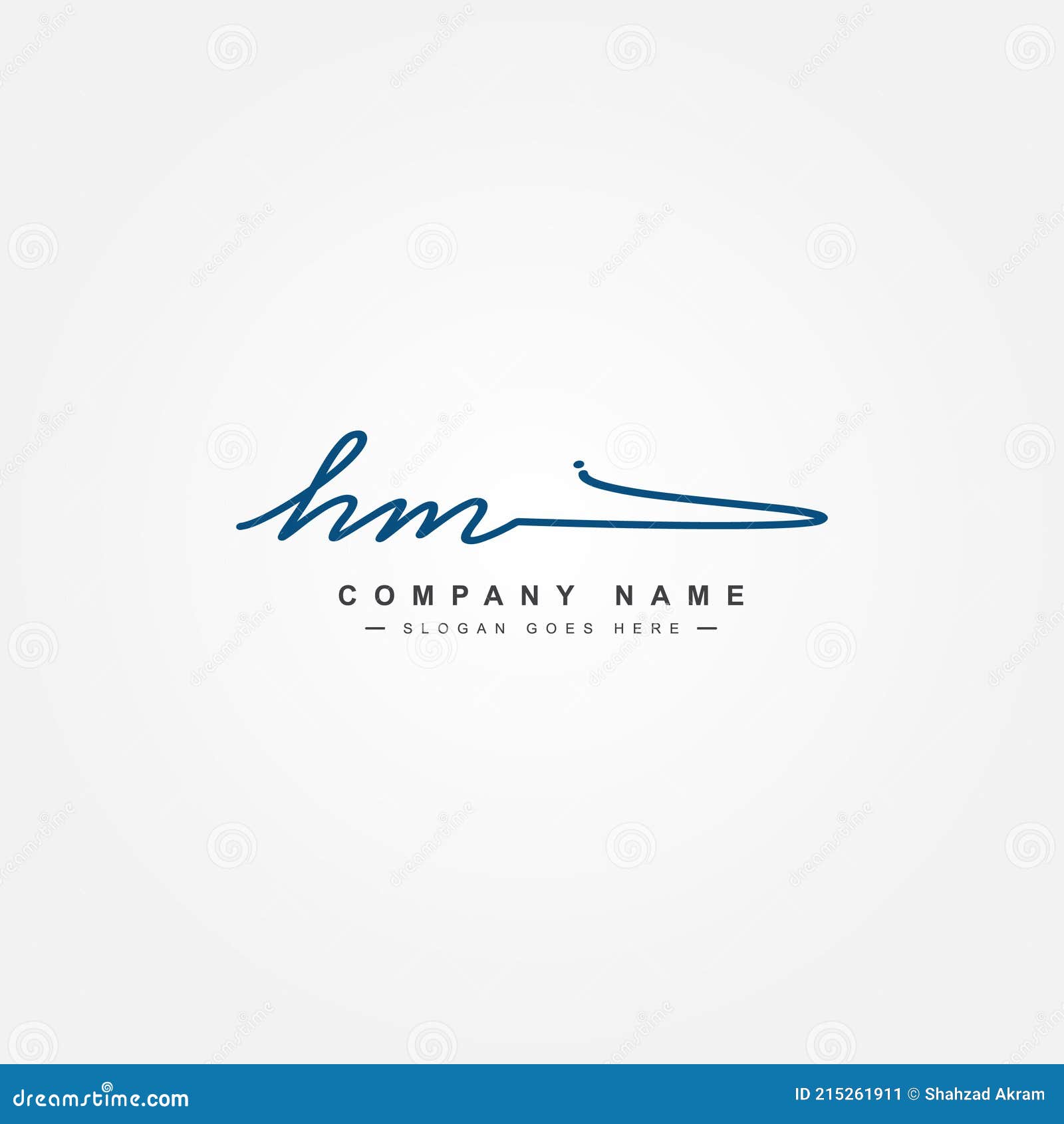 Initial Letter HM Logo - Handwritten Signature Style Logo Stock Vector ...