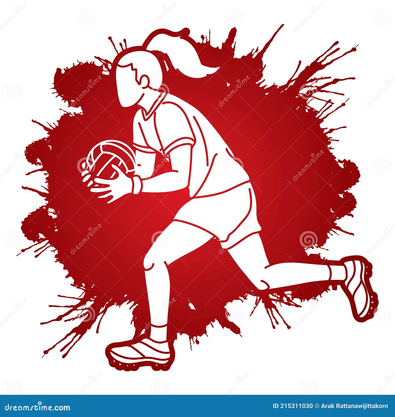 Gaelic Football Female Player Action Cartoon Graphic Vector Stock ...