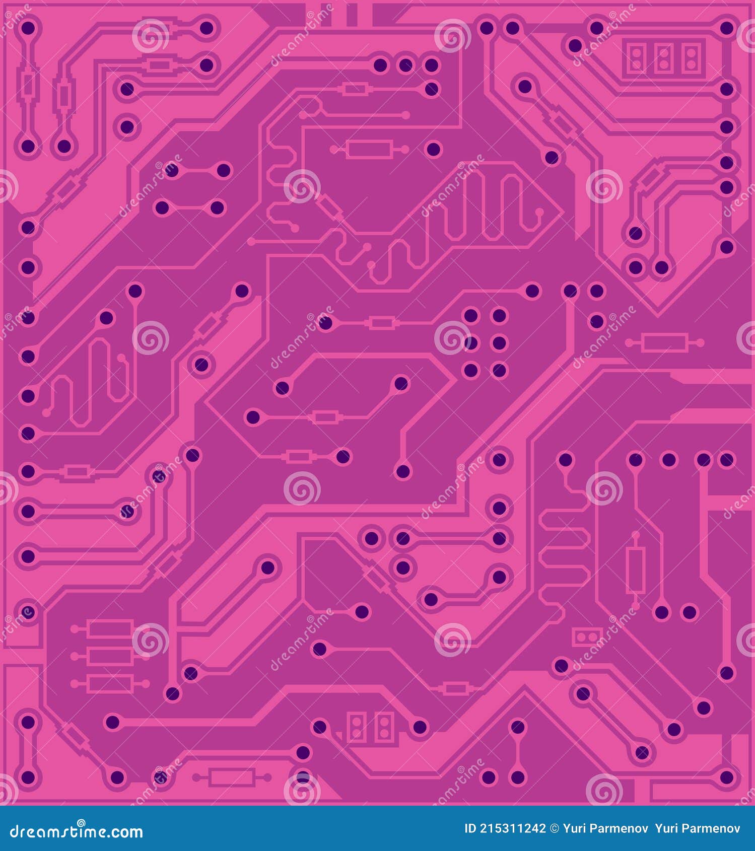 Circuit Board, Technology Burgundy Background. Digital Electronic ...
