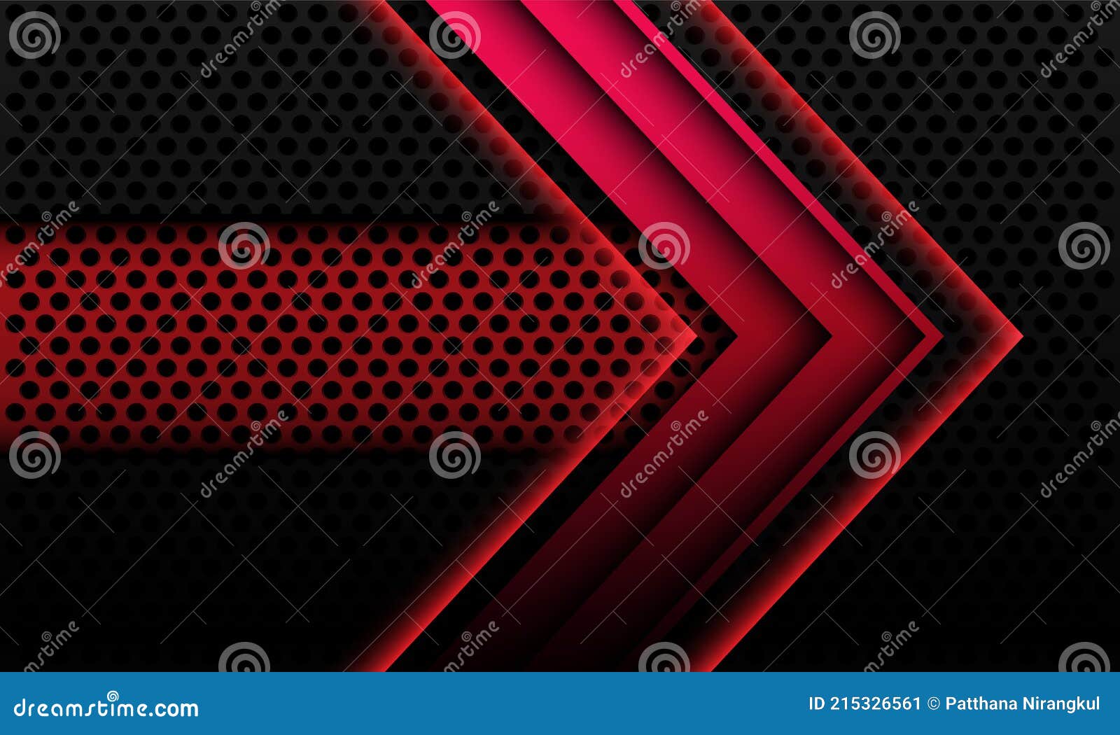 Abstract Red Metallic Arrow Shadow Geometric Direction on Black Circle ...