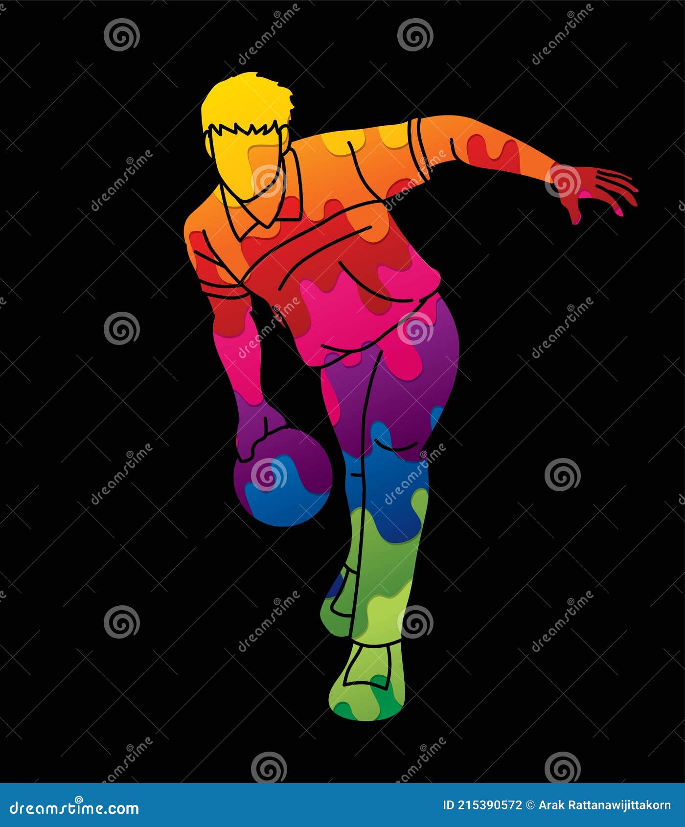 Bowling Sport Male Player Pose Cartoon Graphic Vector Stock Vector ...