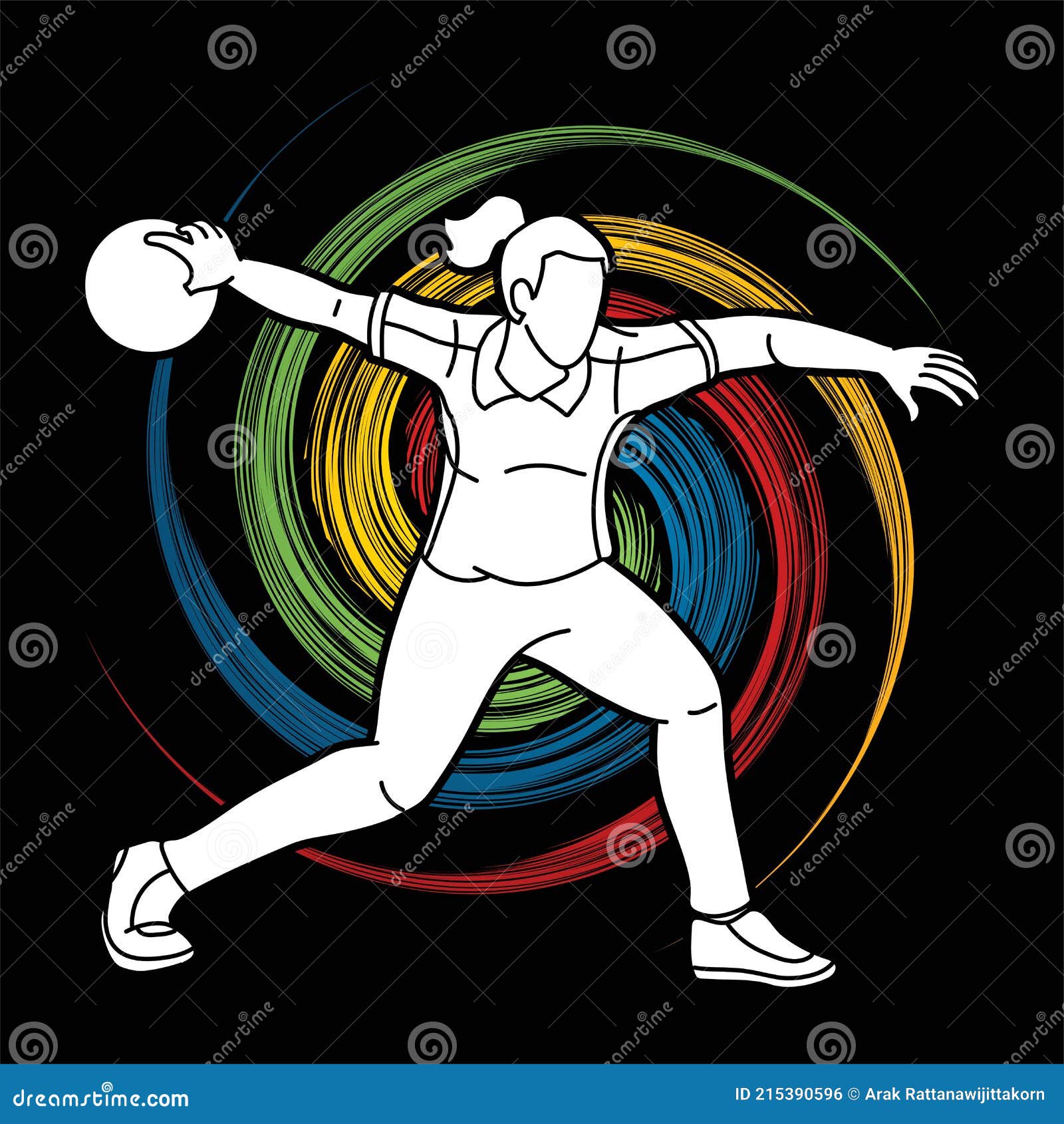 Bowling Sport Female Player Pose Cartoon Graphic Vector Stock Vector ...