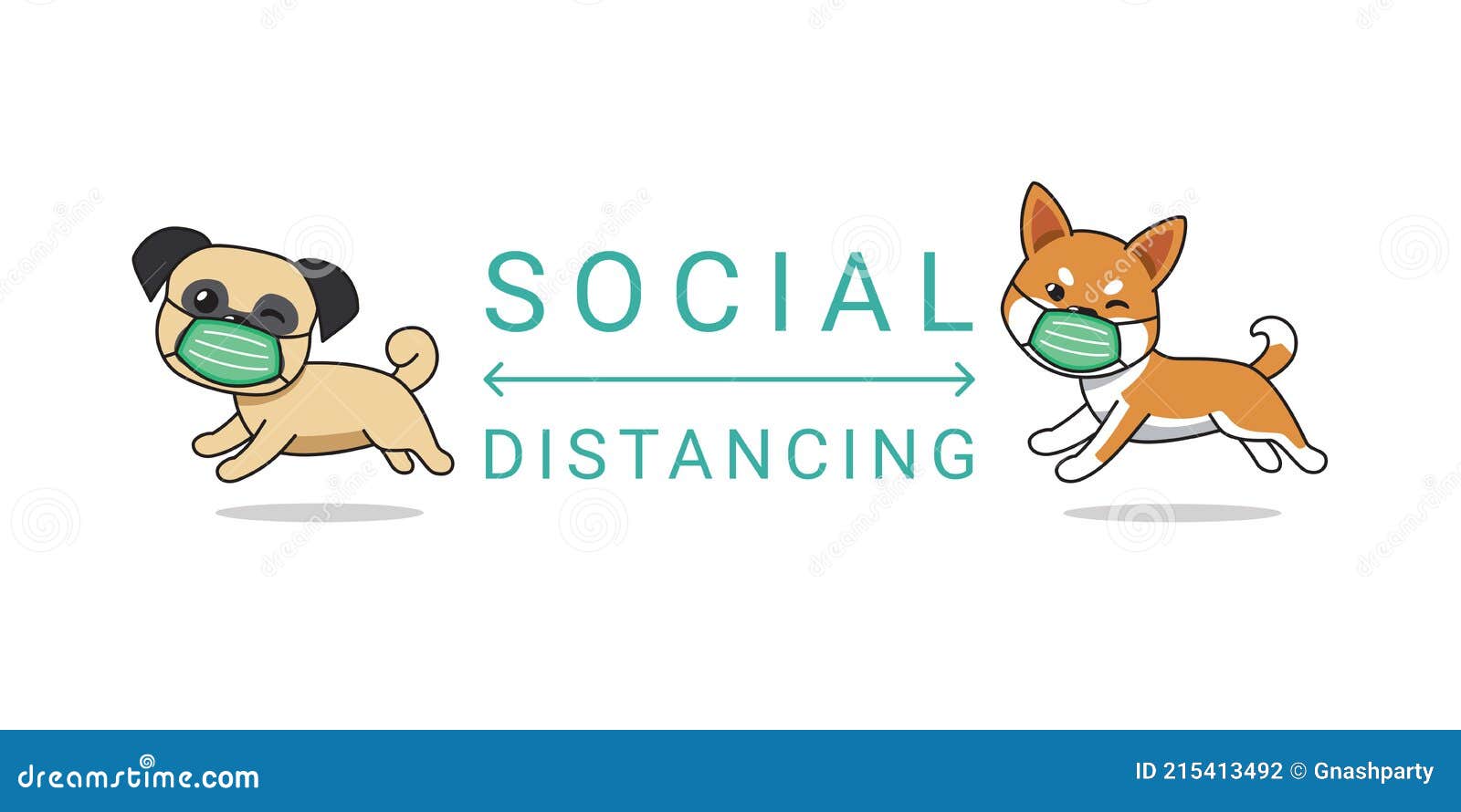 Covid-19 Protection Concept Cartoon Character Pug and Shiba Inu Dog ...