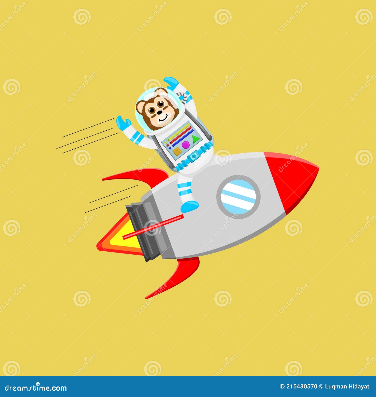 PrintIllustration Vector Graphic Cartoon of Cute Monkey Astronaut ...