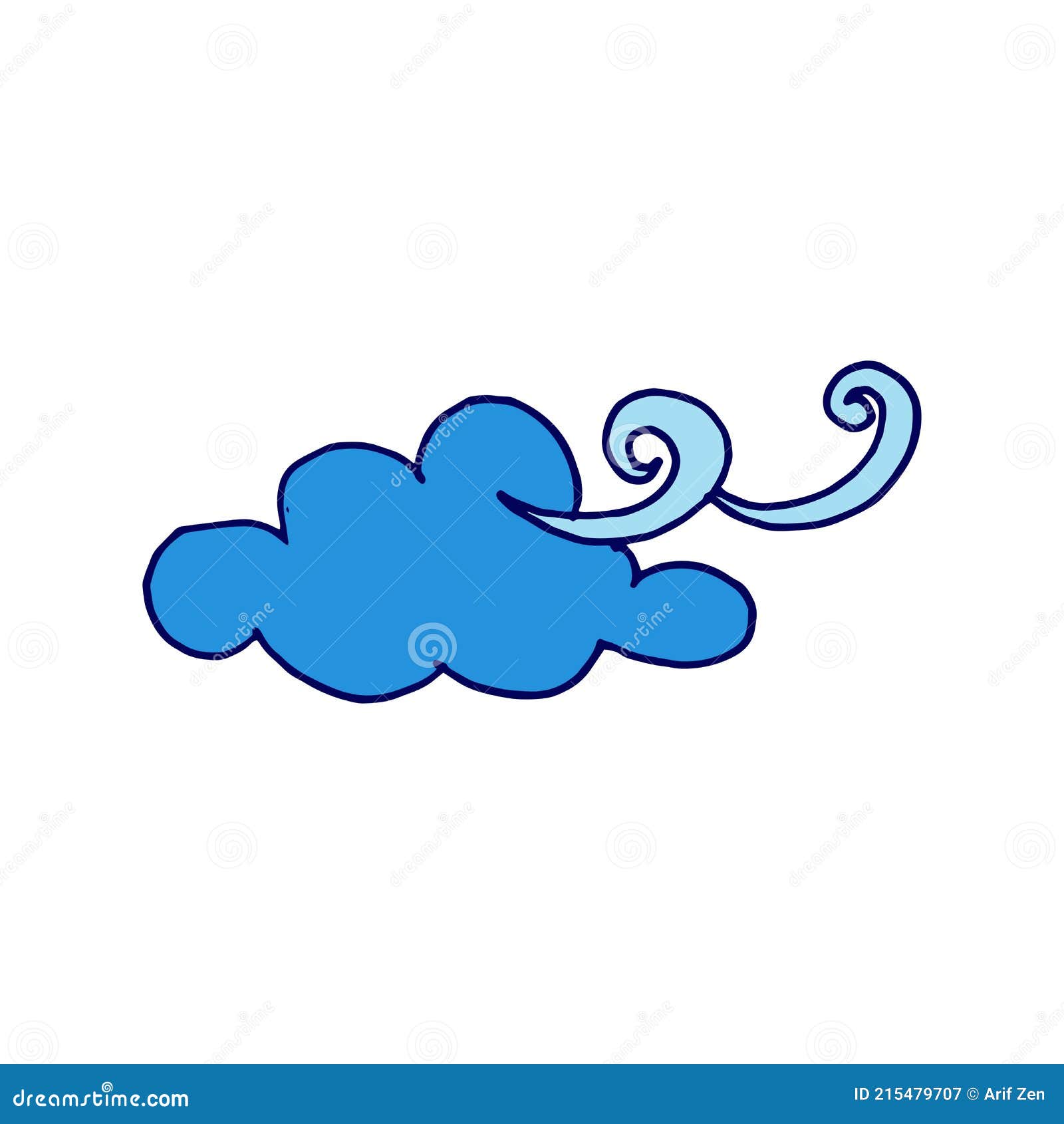 Windy Day, Blue Cloud Blowing Air Vector Illustration. Weather Icon on ...