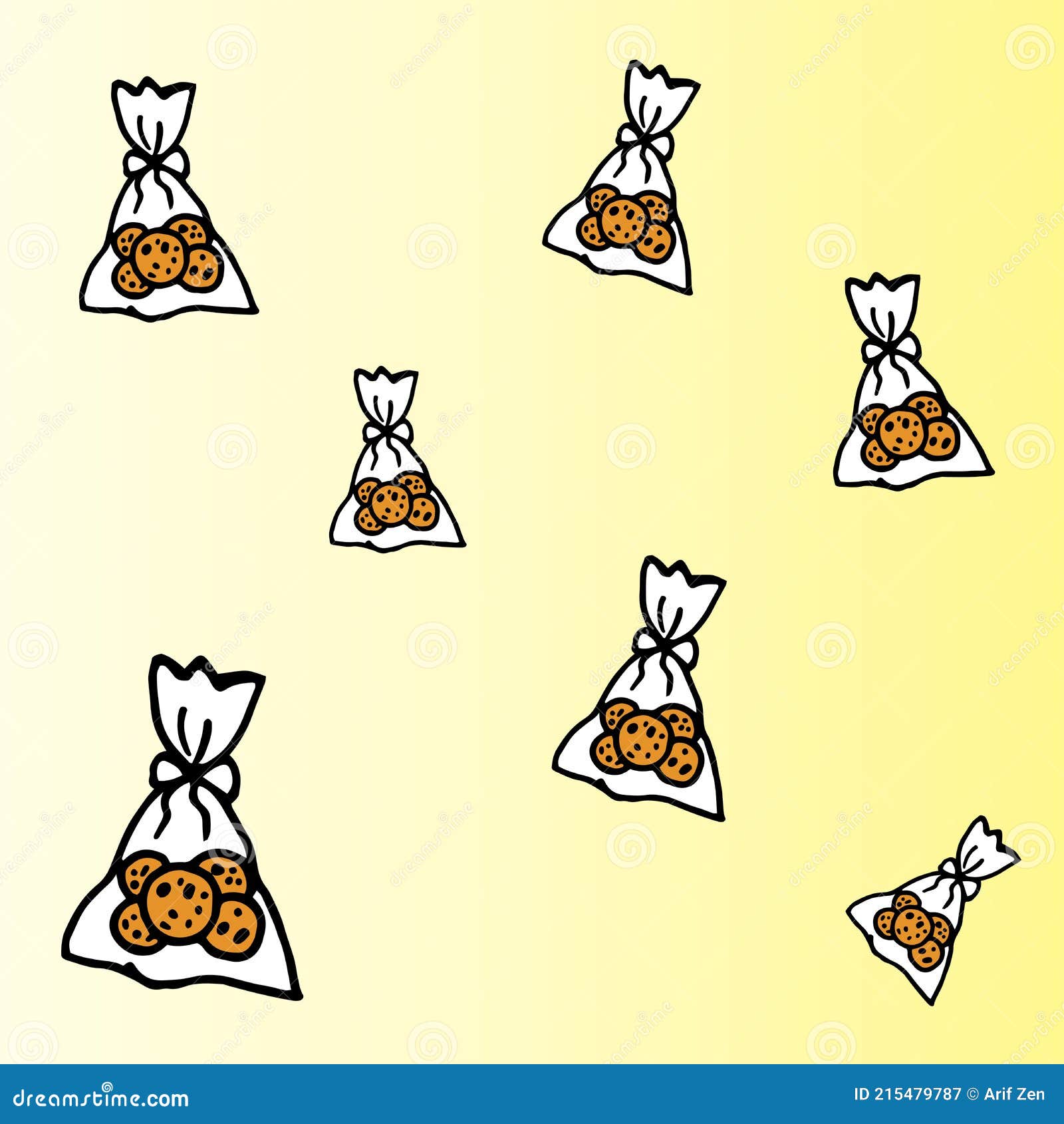 Cookies in the Sweet Bag, Plastic Wrapping, Ribbon and Bow. Chocolated ...