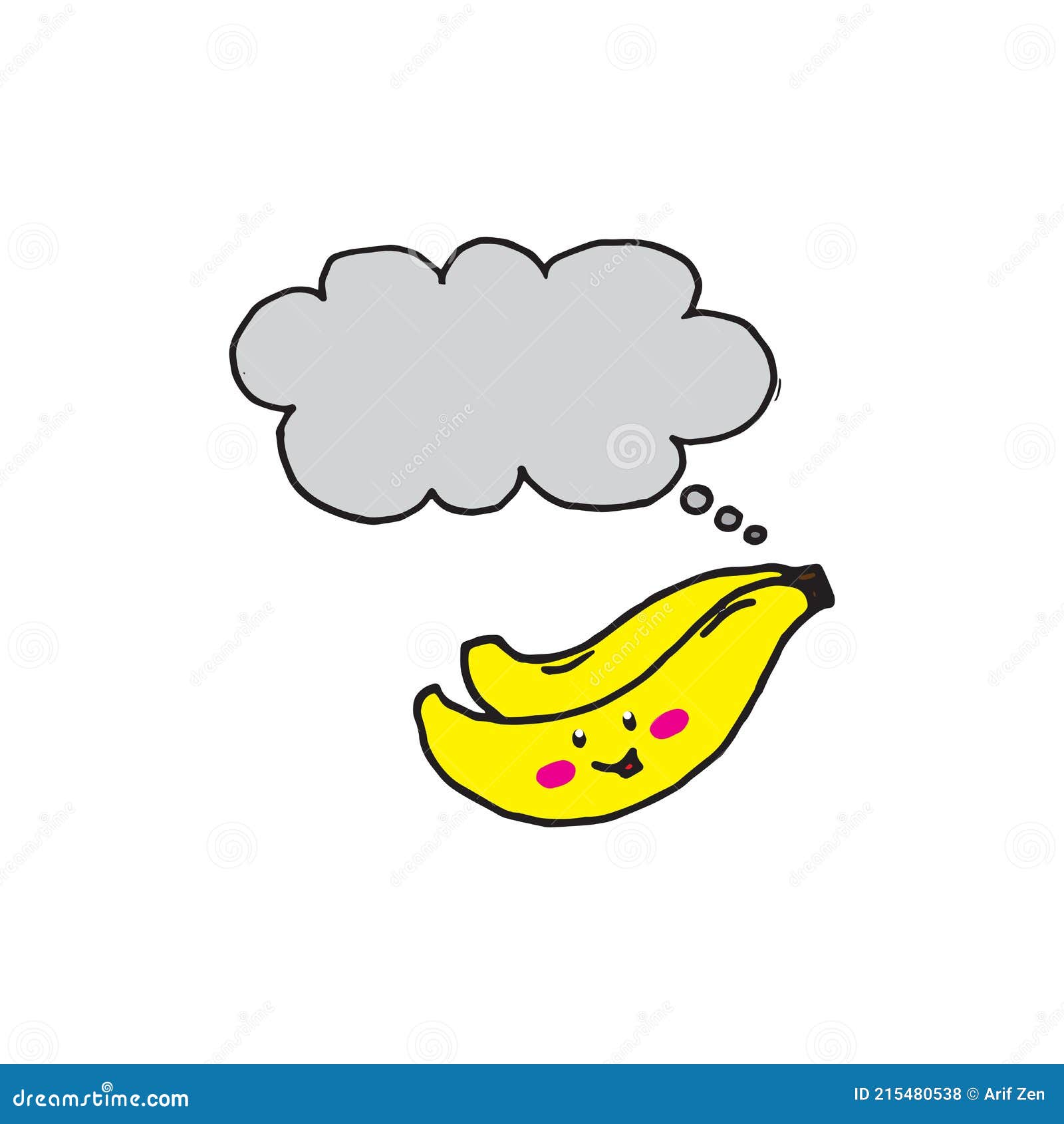 Banana Fruit With Eyes And Smiley Face. Yellow Banana, Cloud Thinking ...