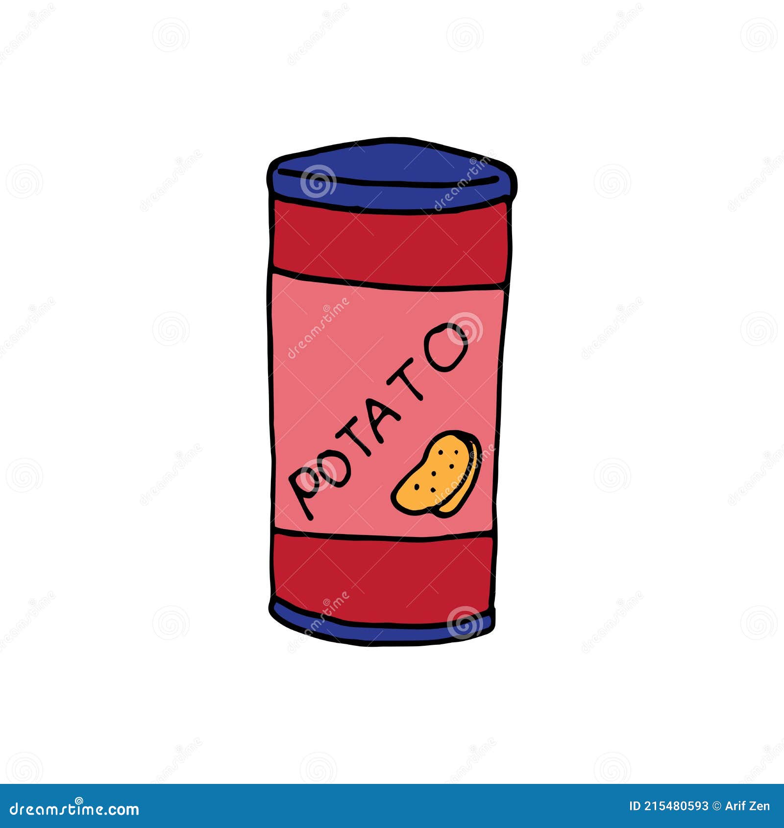 Potato Chips in the Can. Vector Illustration. Salty and Savory Snack ...
