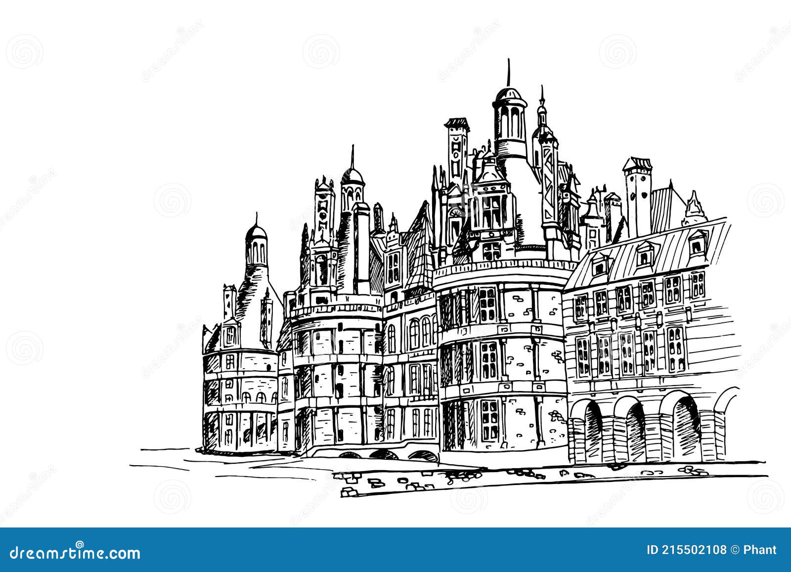 Sketch of Chambord Castle, France Stock Vector - Illustration of ...