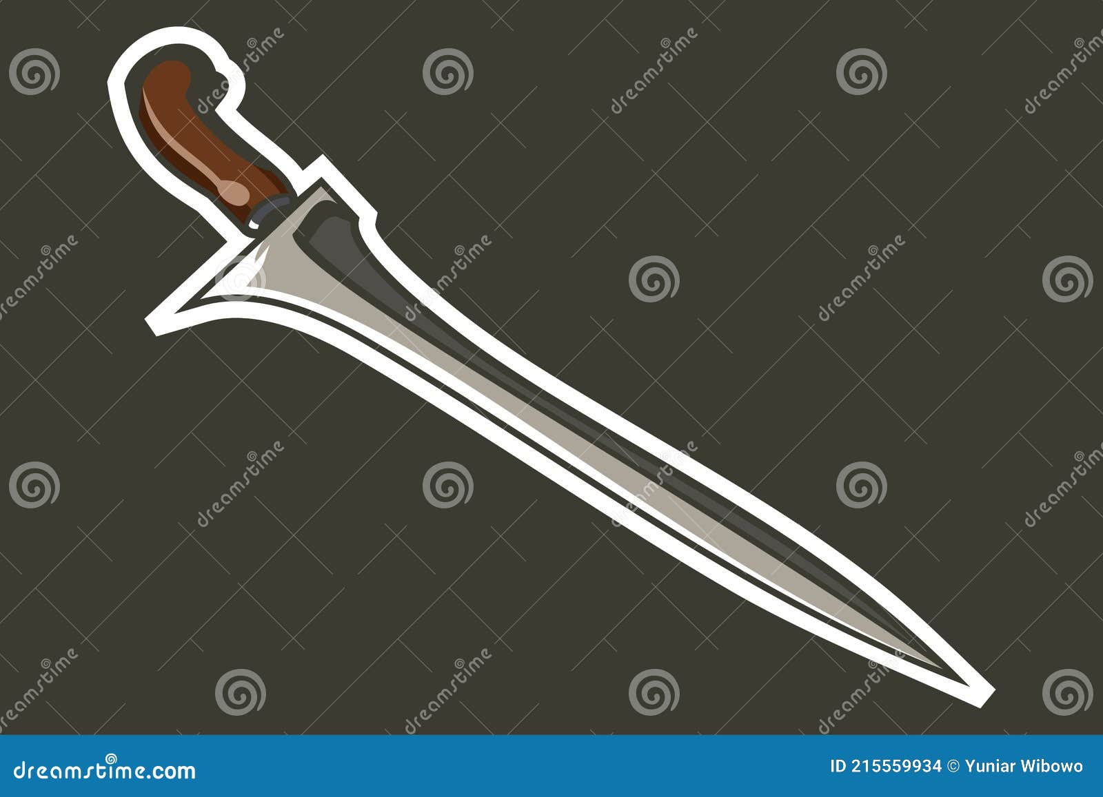 Keris Traditional Weapon Indonesia Drawing Illustration Vector ...