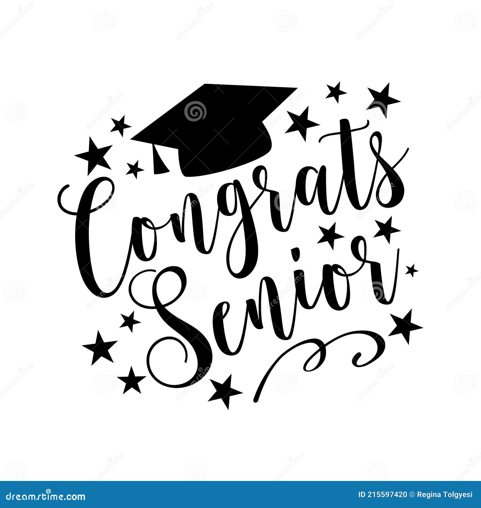 Congrats Senior- Typography with Graduate Hat. Text for Graduation ...