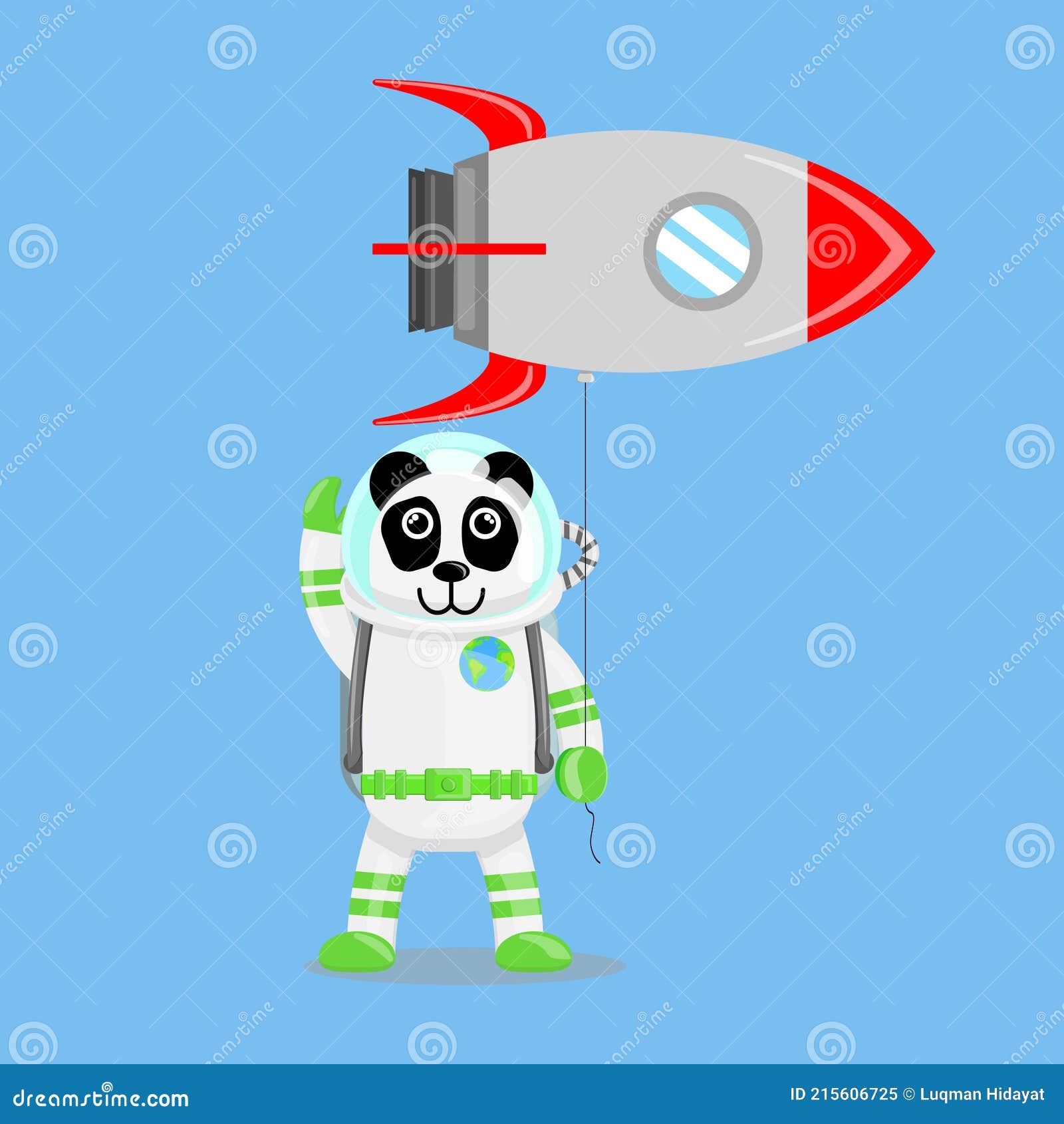 Illustration Vector Graphic Cartoon of Cute Panda Astronaut Holding ...