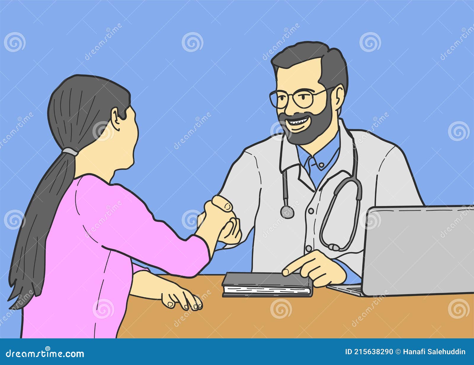 The Young Male Doctor Smiled and Shook Hands with the Greeting of the ...