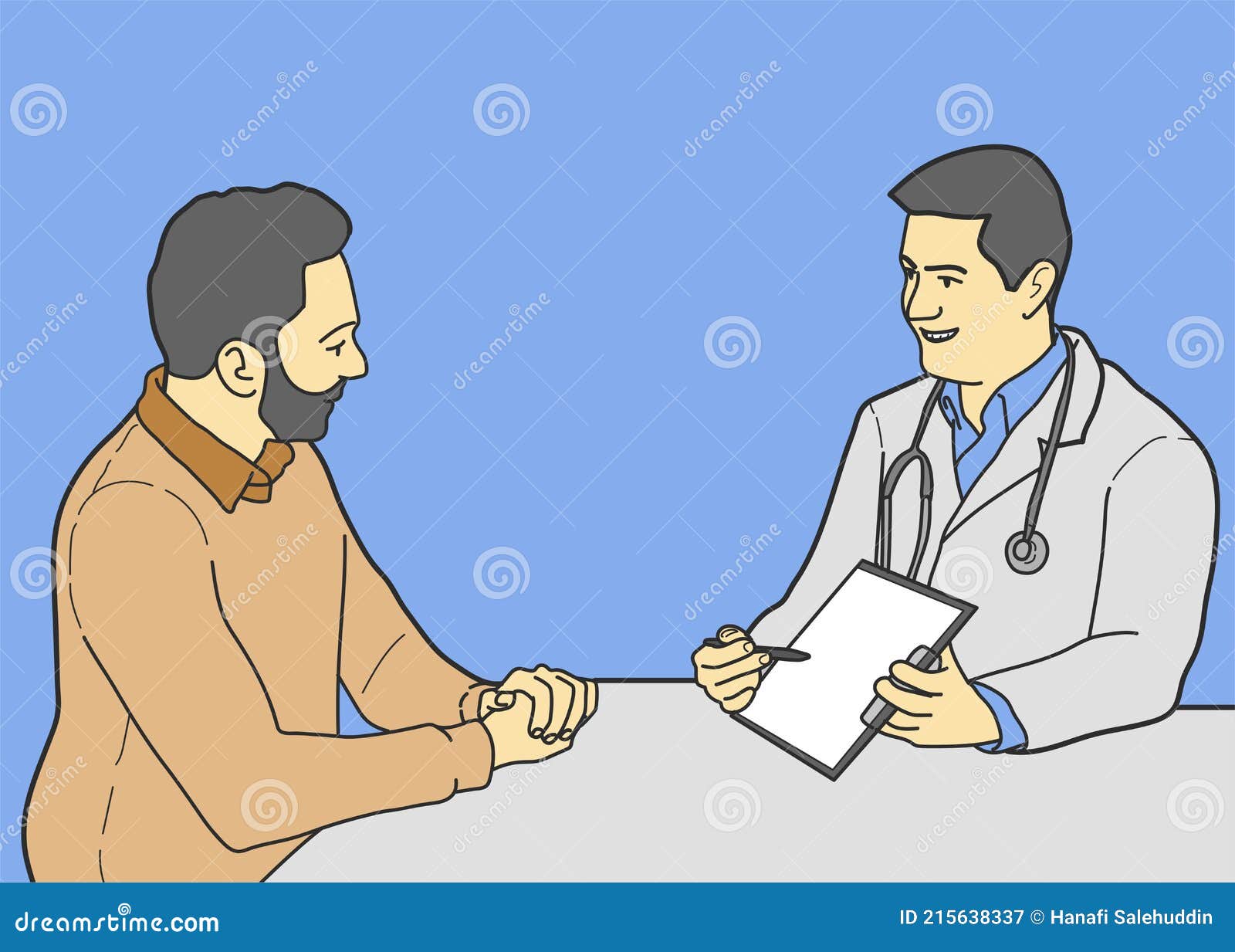 Serious Doctor with Clipboard and Patient. Stock Vector - Illustration ...