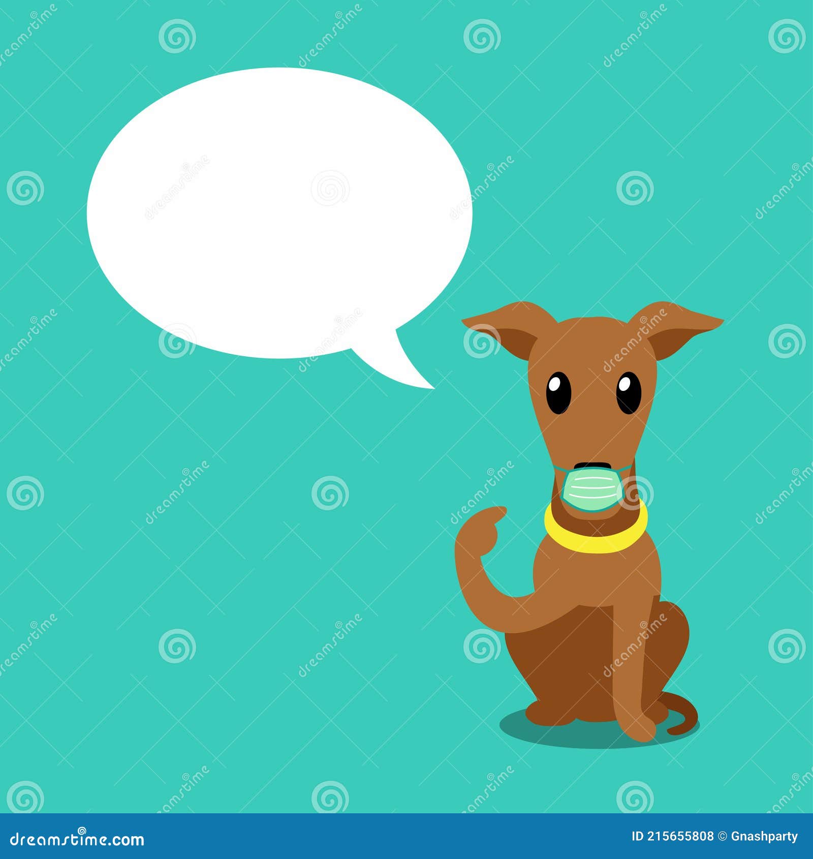 Cartoon Character Hound Dog Wearing Protective Face Mask with Speech ...