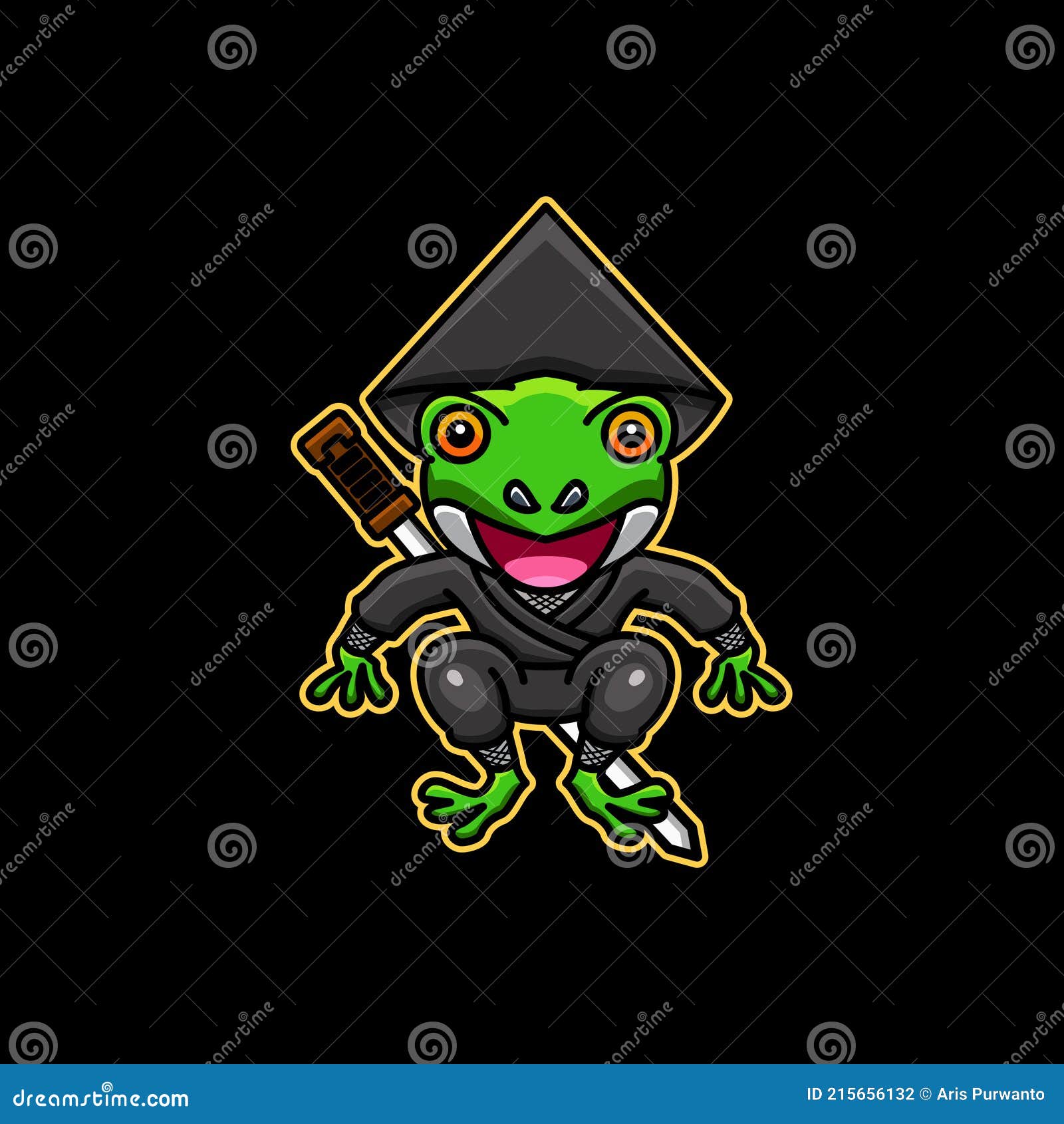 Mascot Cartoon Which Forms the Frog Ninja Samurai Stock Vector ...