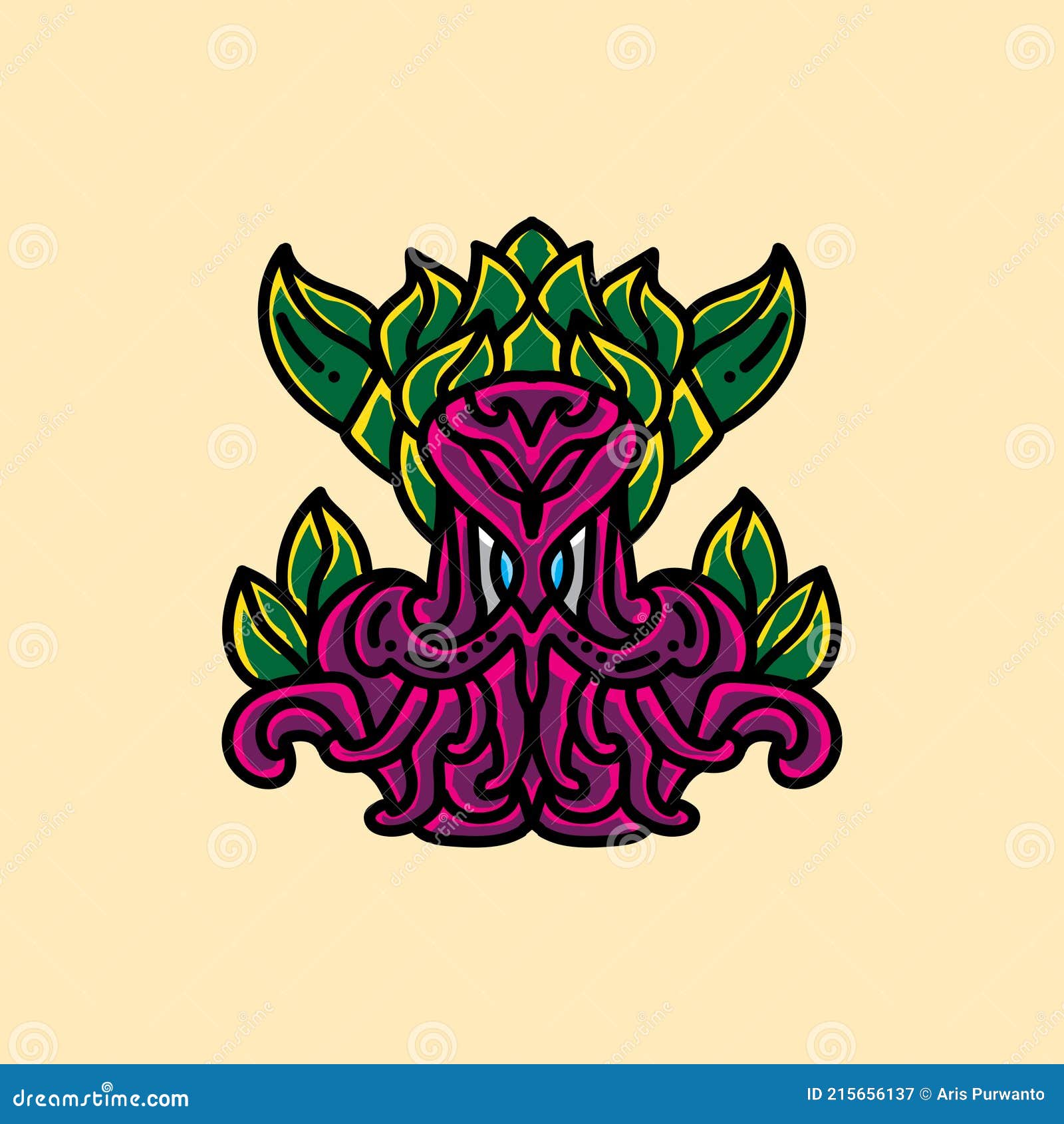 Logo octopus leaf stock vector. Illustration of octopus - 215656137