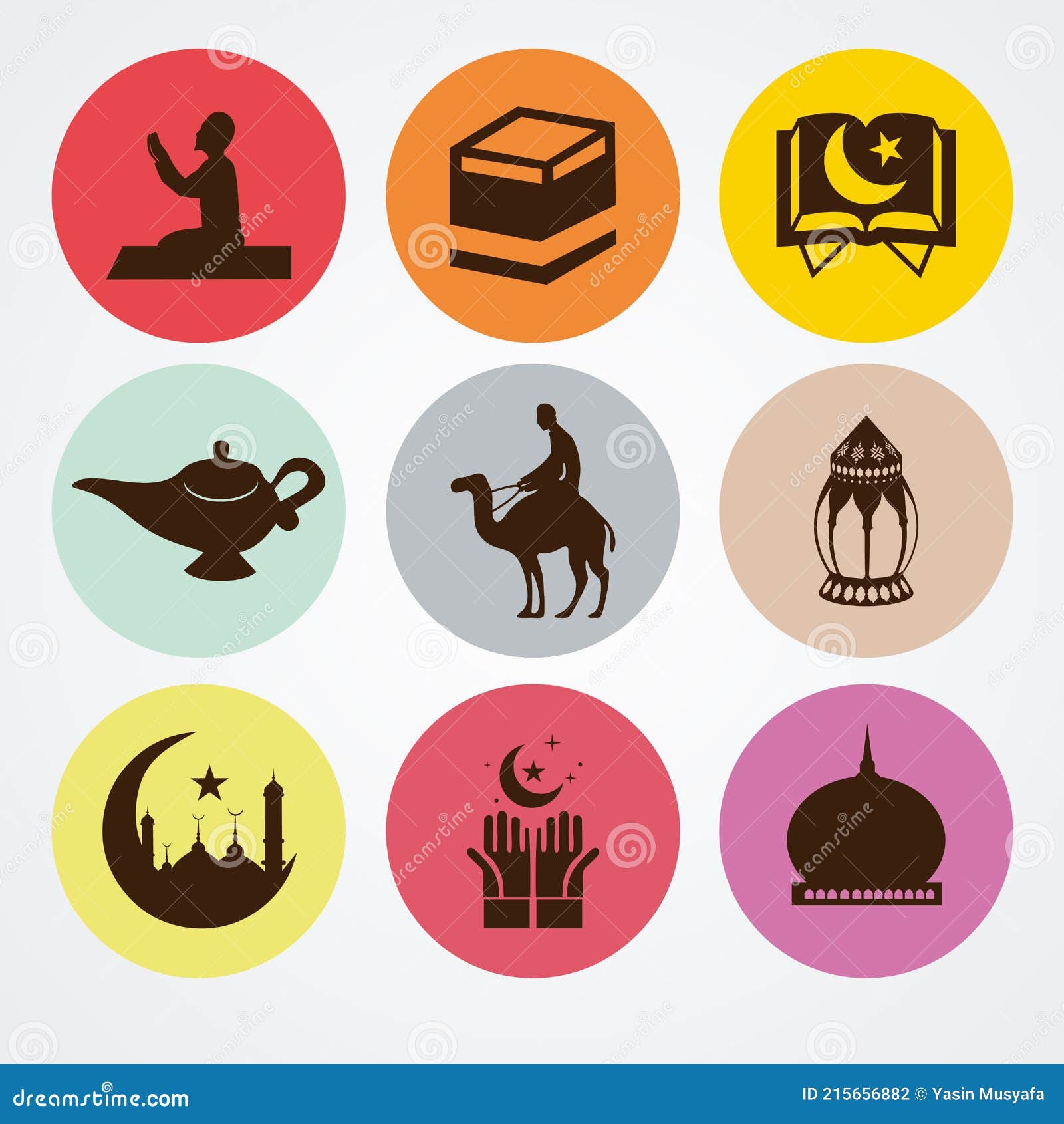 Set of Ramadan Icons, Ramadan Flat Icons Stock Vector - Illustration of ...