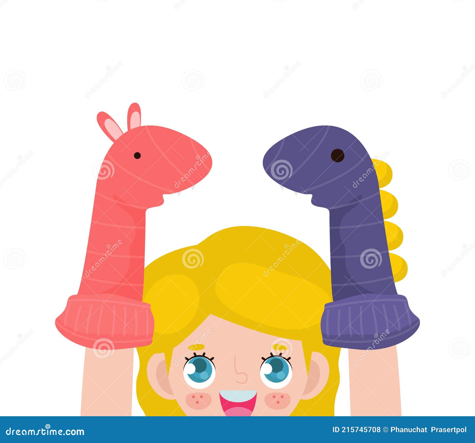 Vector Illustration Cartoon of Cute Little Children Playing Sock ...