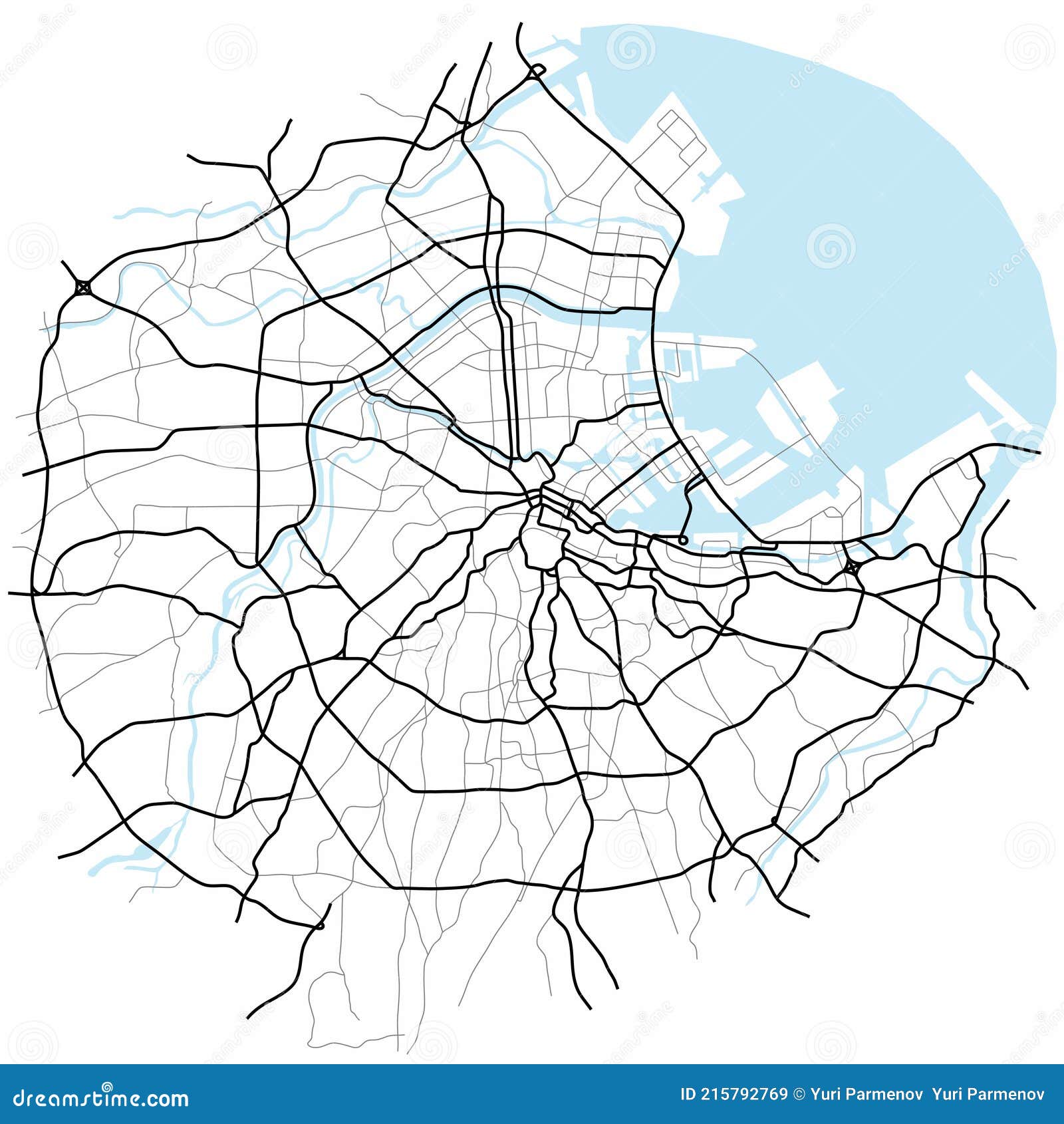Tokyo City Map Japan - Town Streets on the Plan. Monochrome Line Map of ...