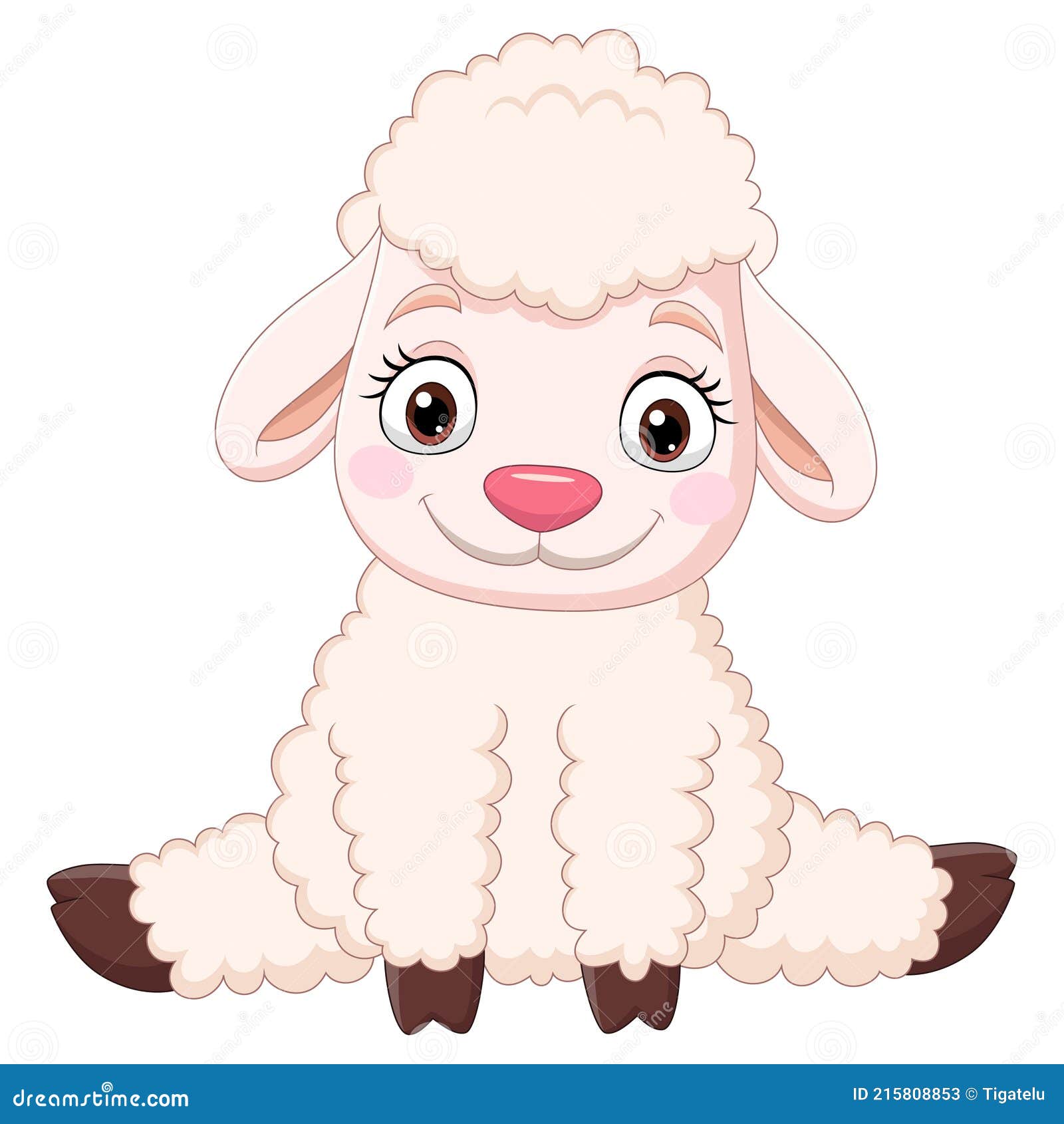 Cartoon Funny Baby Sheep Sitting Stock Vector - Illustration of mammal ...
