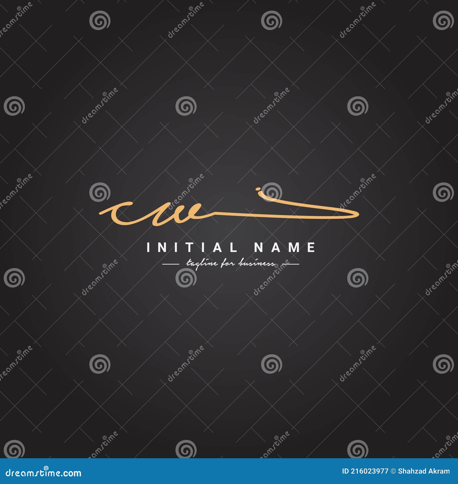 Initial Letter CW Logo - Handwritten Signature Style Logo Stock Vector ...