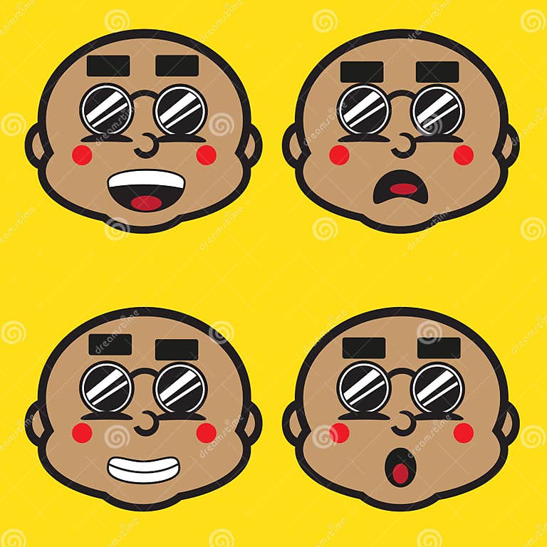 Vector Illustration of Funny Big Boss Face with Expressive Expression ...