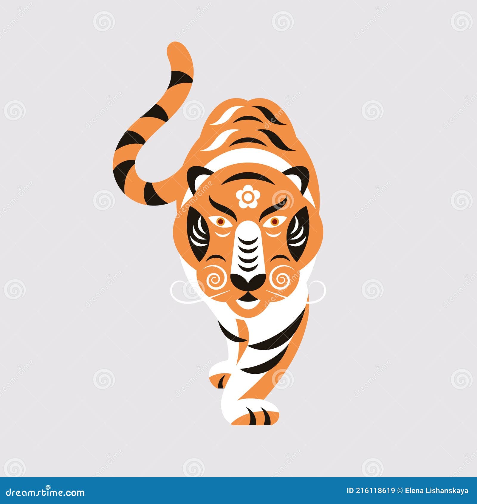 A Tiger Illustration Icon In Black Offset Line. Fingerprint Style For ...