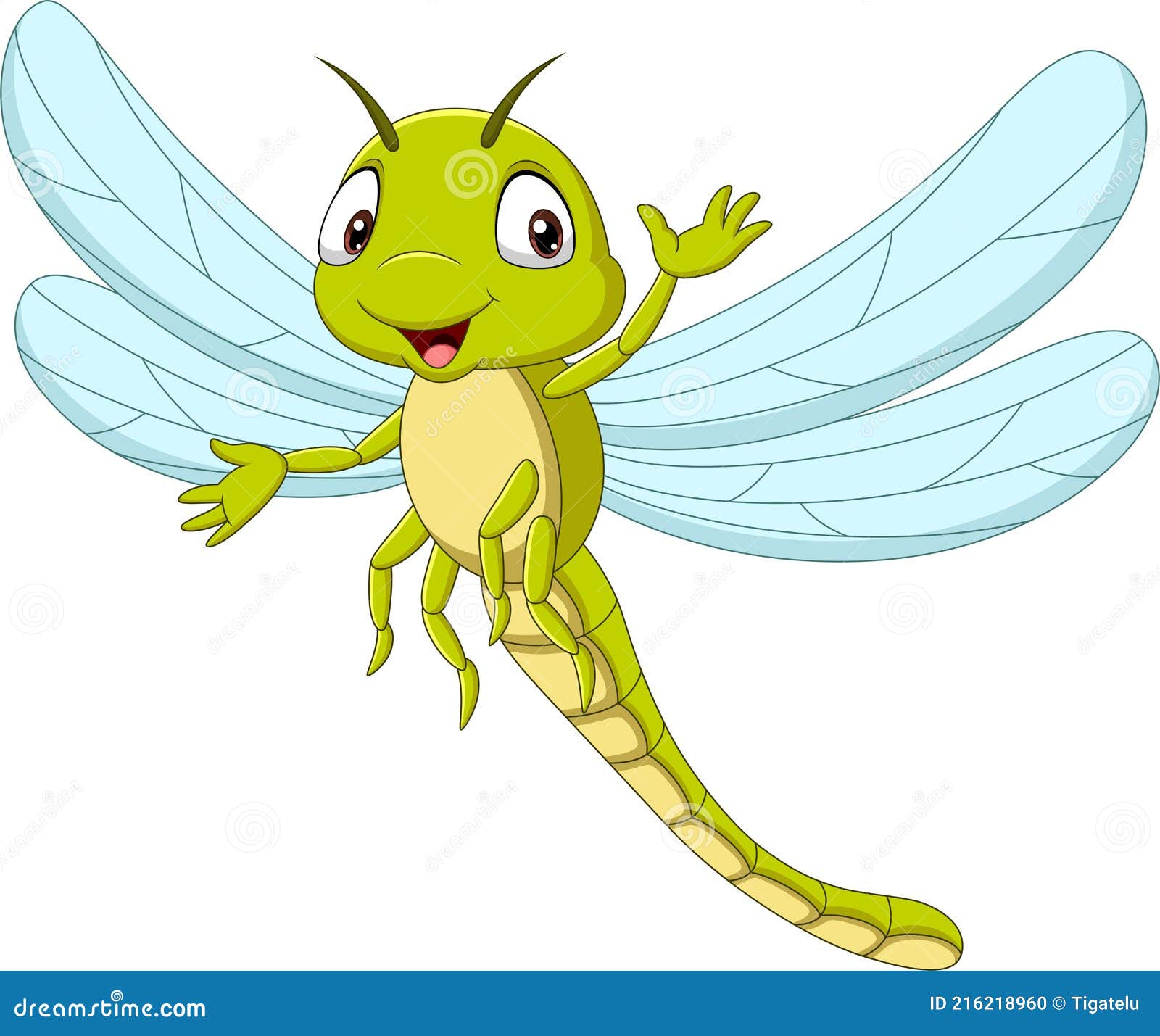 Cartoon Funny Dragonfly Waving Hand Stock Vector - Illustration of ...