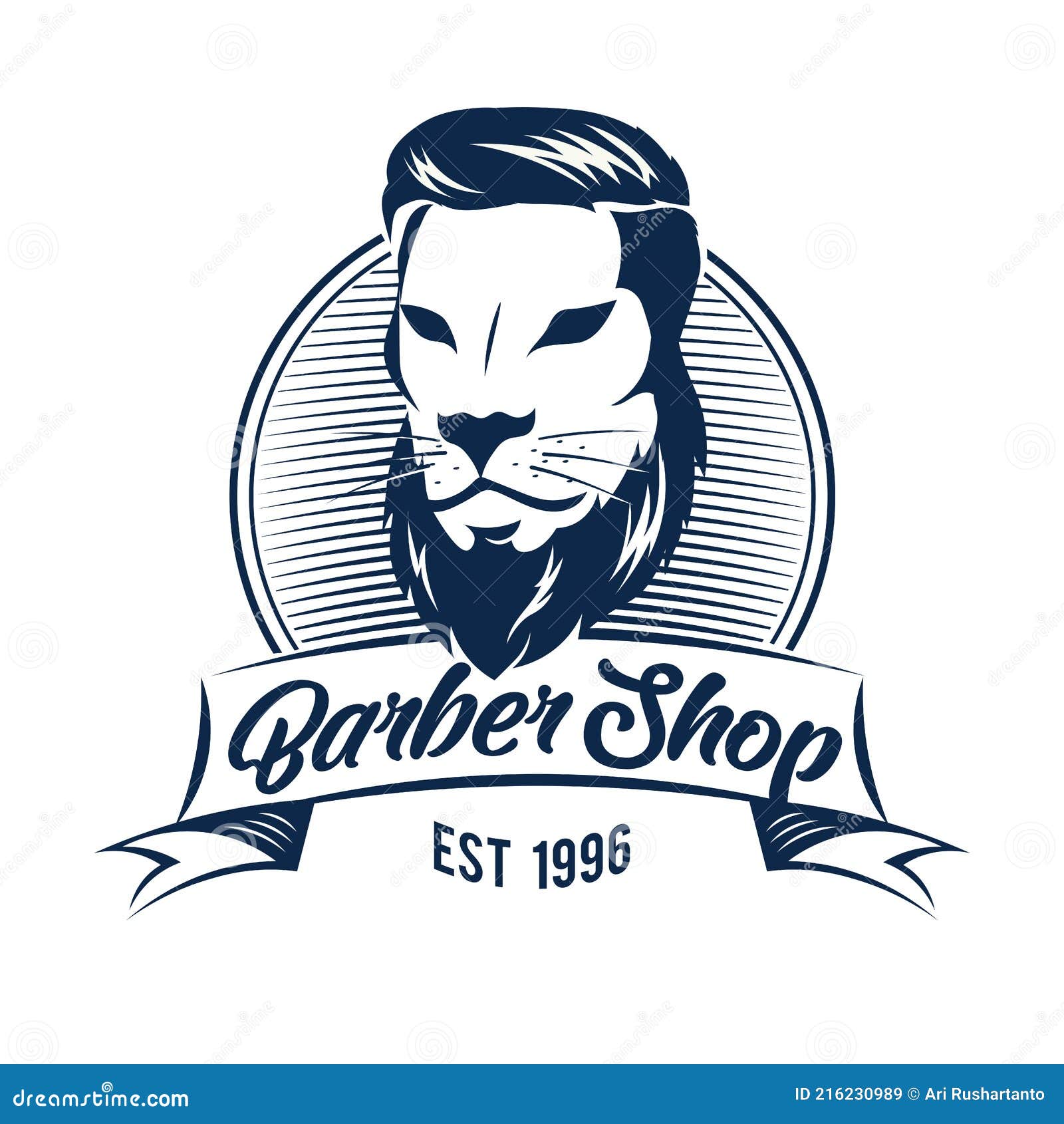 Barber Shop Logo with Lion Head Icon Stock Vector - Illustration of ...
