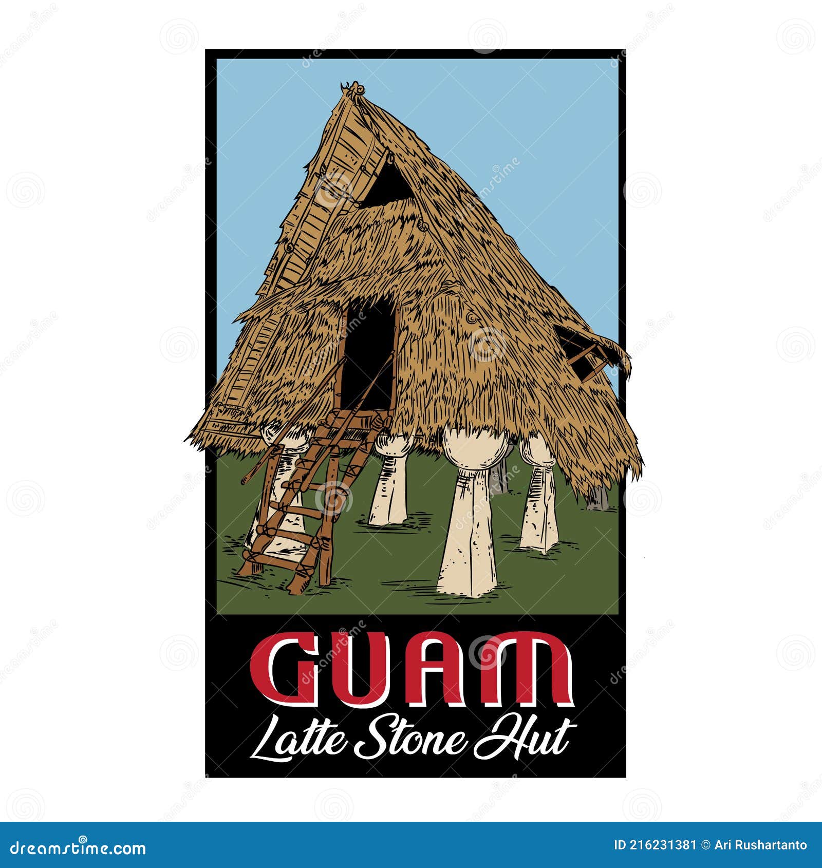 Guam Map Design With 3D Style. Blue Guam Map And National Flag. Simple ...