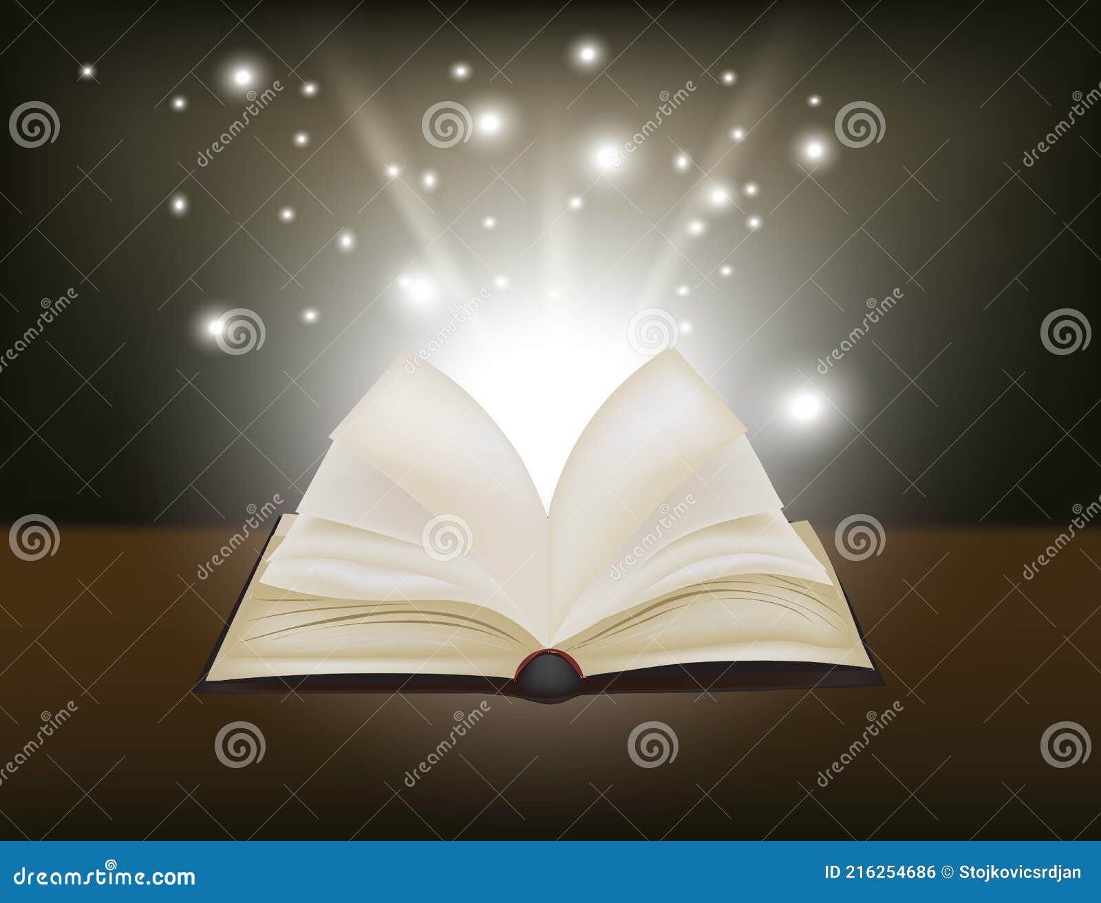Open magic book stock vector. Illustration of mystery - 216254686