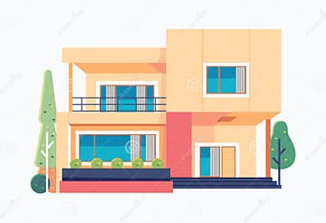 Minimalist House Design with Vegetation Stock Vector - Illustration of ...