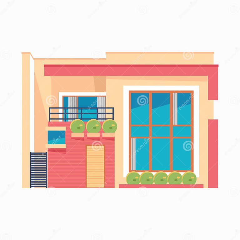 Minimalist House Design with Plants Stock Vector - Illustration of ...